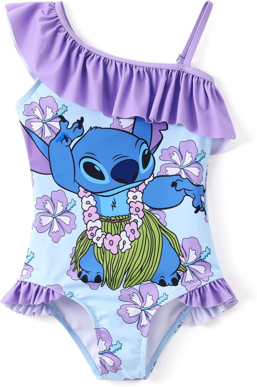 Stitch Girl Kids One Piece Swimwear Bathing Suit Cute Cartoon Ruffles ...