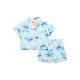 Stitch Girls Button Front Top and Shorts Pajama Set, 2-Piece, Sizes 4 ...