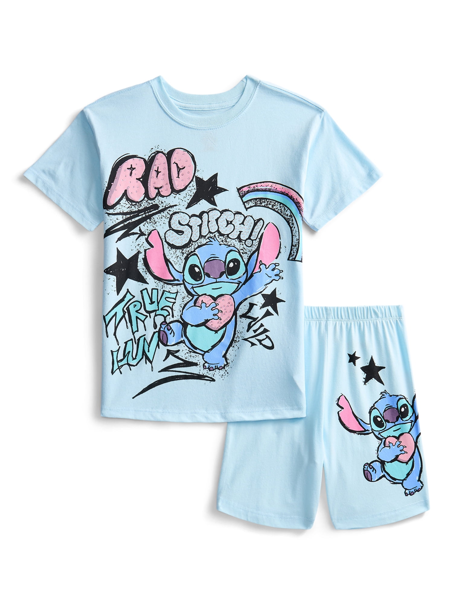 Stitch Girls Rhinestones Graffiti Graphic Boyfriend Tee with ...
