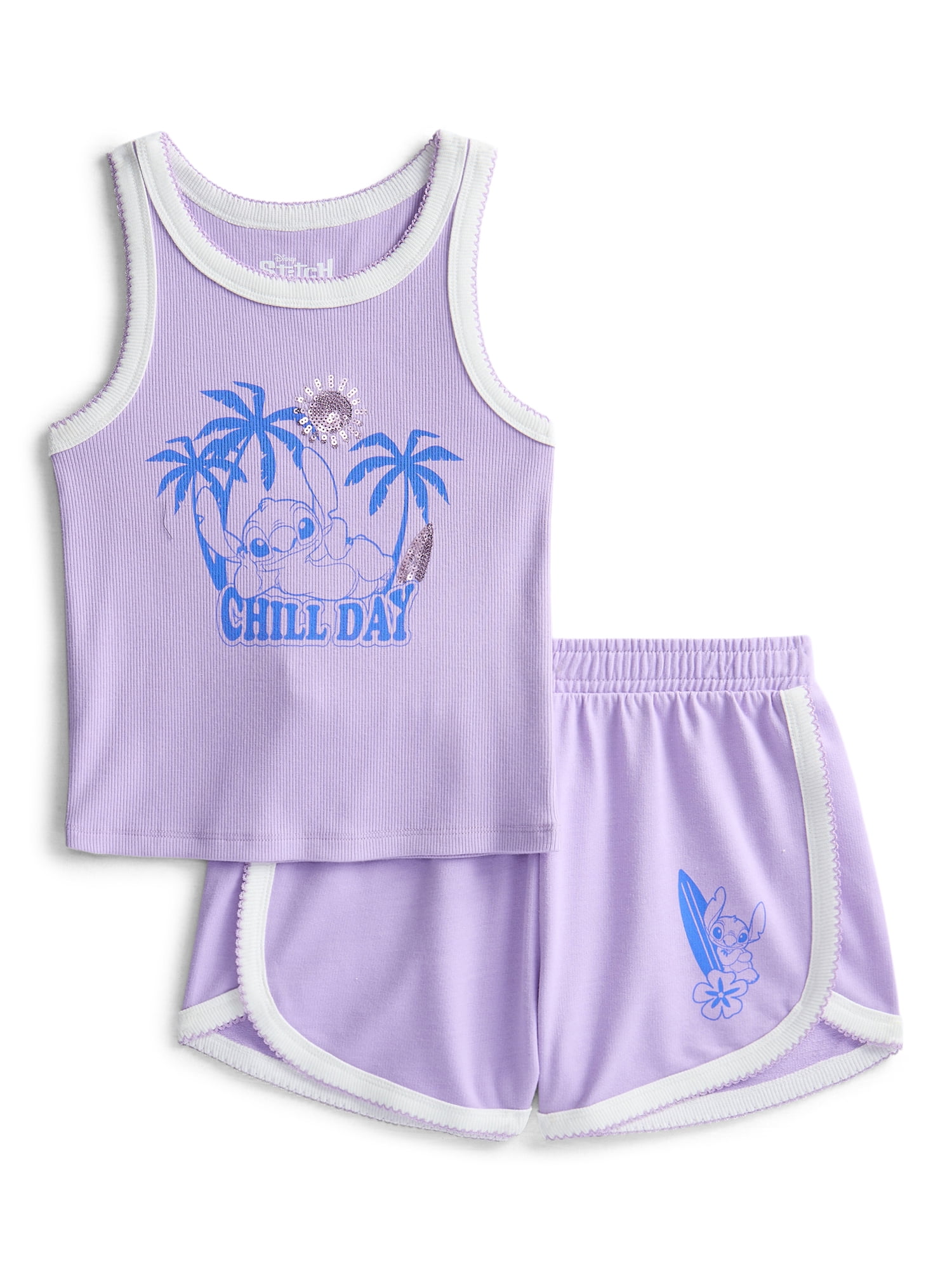 Stitch Girls Graphic Tank Top and Matching Shorts Set, 2-Piece, Sizes 4 ...