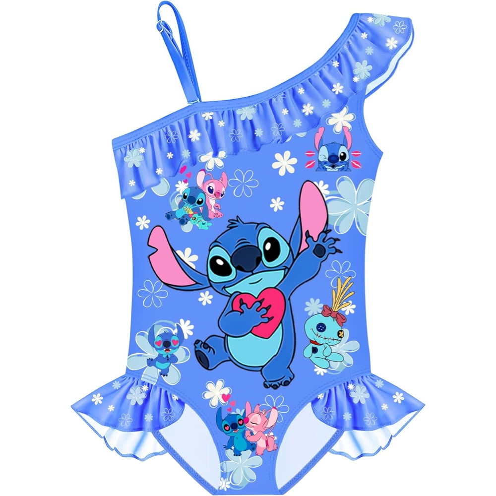 Stitch Girls One Piece Swimsuits Ruffles Swimwear Beach Sport Bathing ...