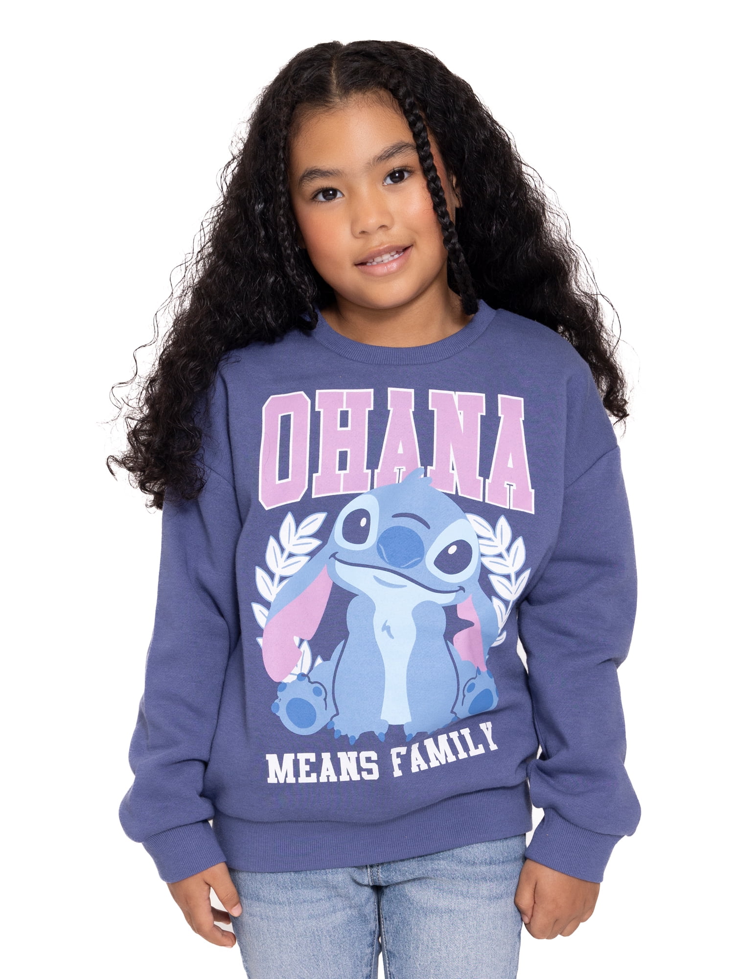 Disney Stitch Girls Oversized Graphic Crewneck Sweatshirt, Sizes 4-12 ...