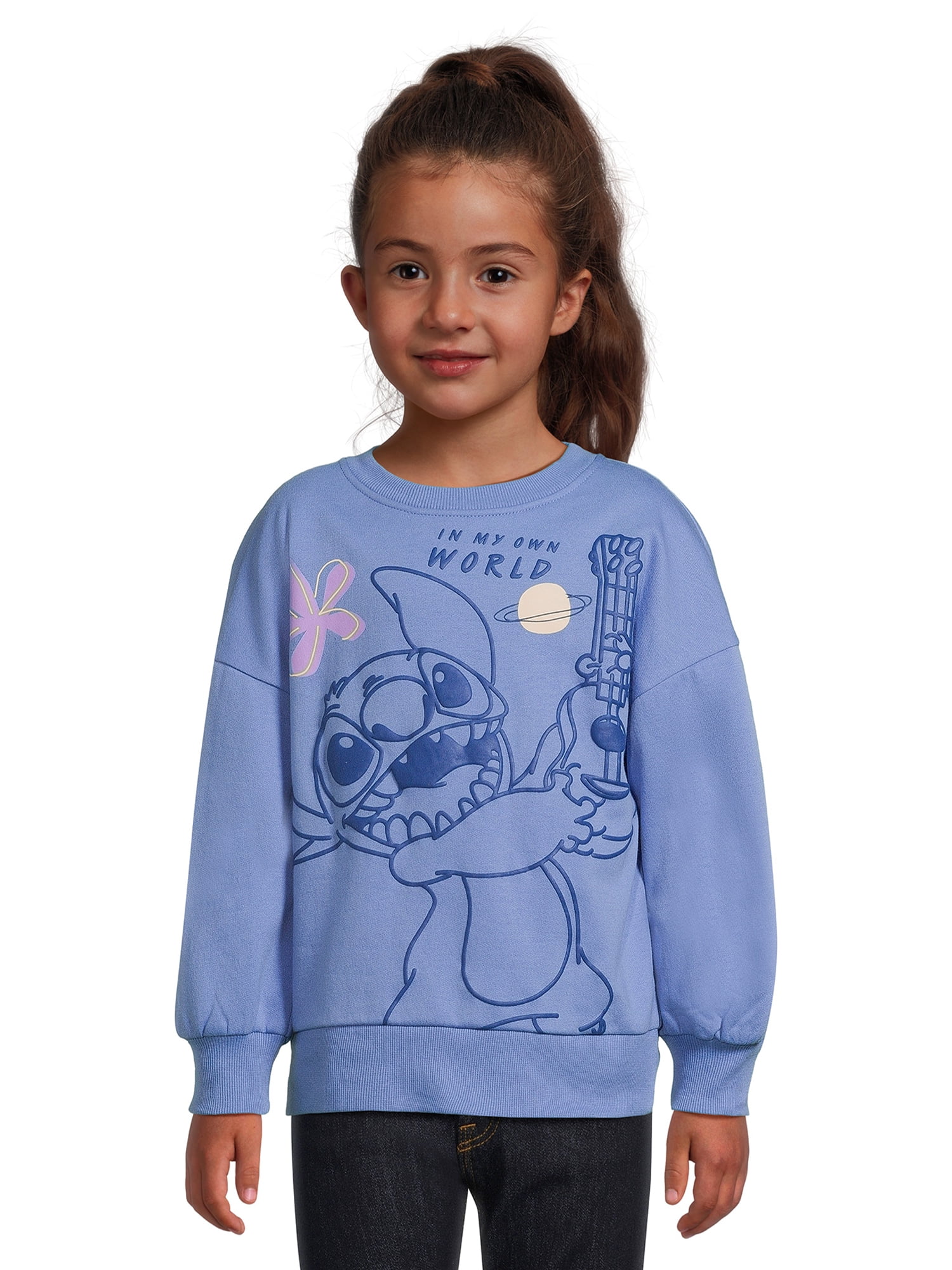 Stitch Girls Sweatshirt with Long Sleeves, Sizes 4-16 - Walmart.com