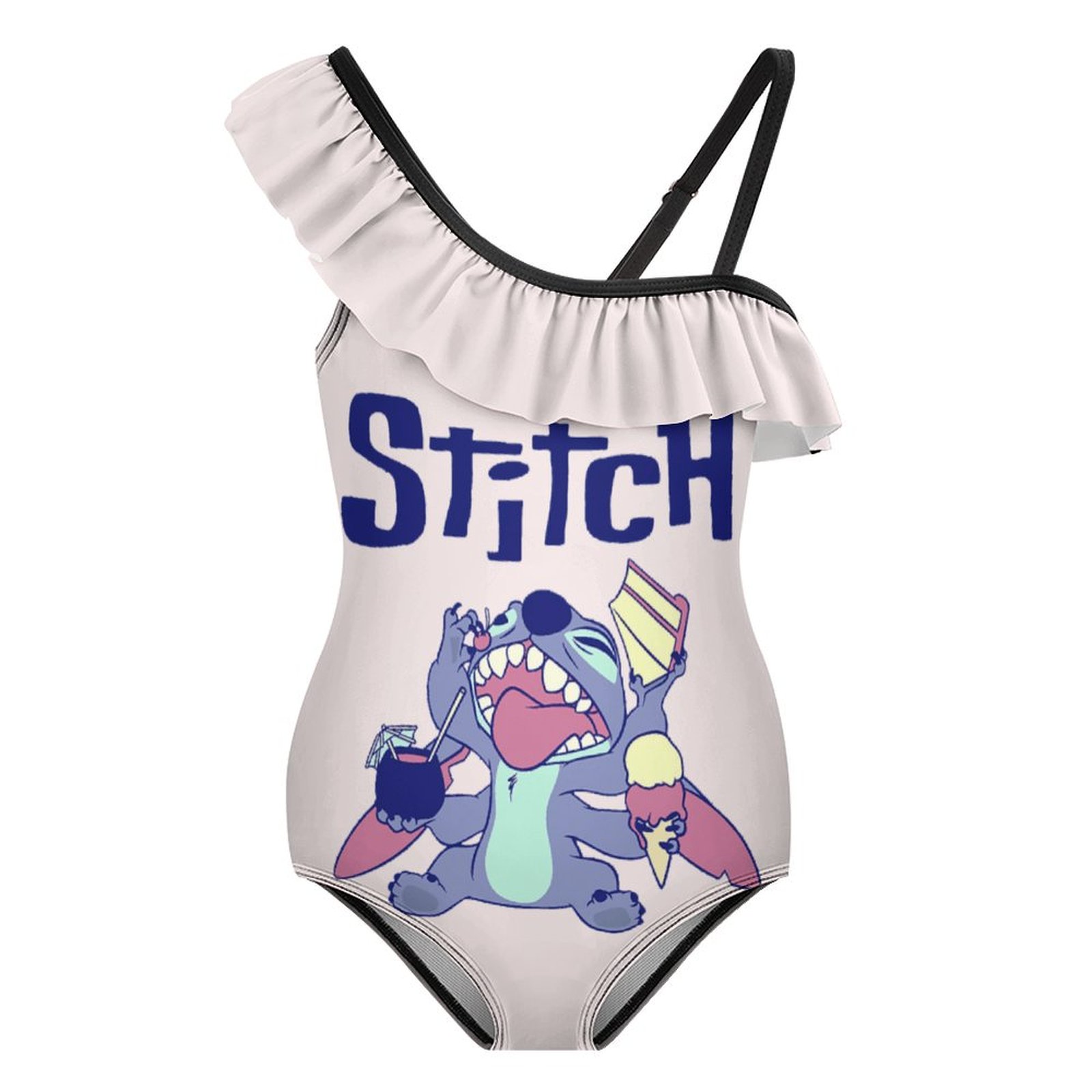 Stitch Girls Swimsuit One Piece Swimsuits Ruffle Bathing Suit Kids ...