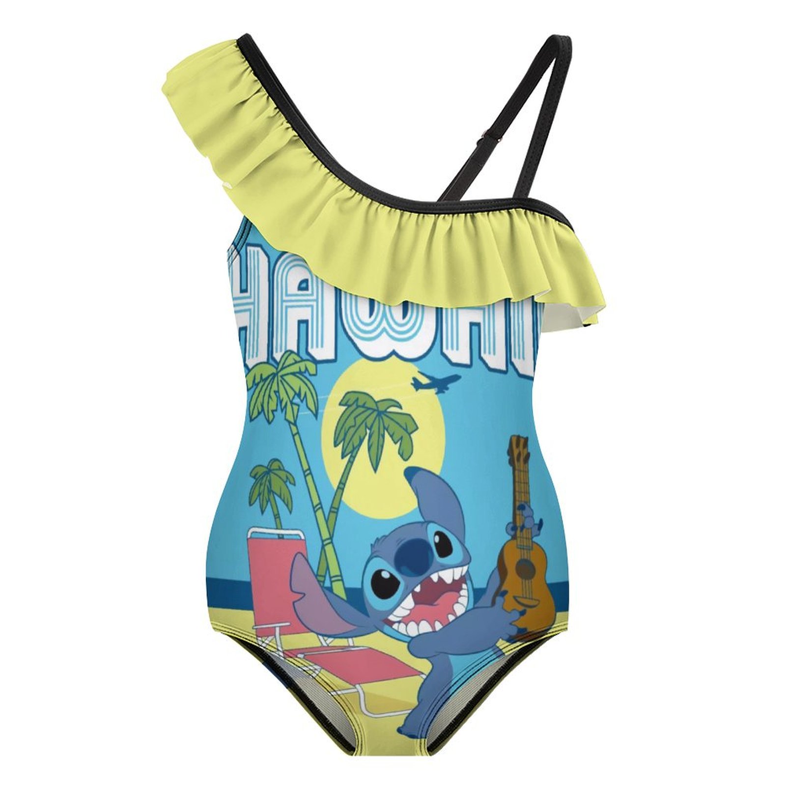 Stitch Girls Swimsuit One Piece Swimsuits Ruffle Bathing Suit Kids ...