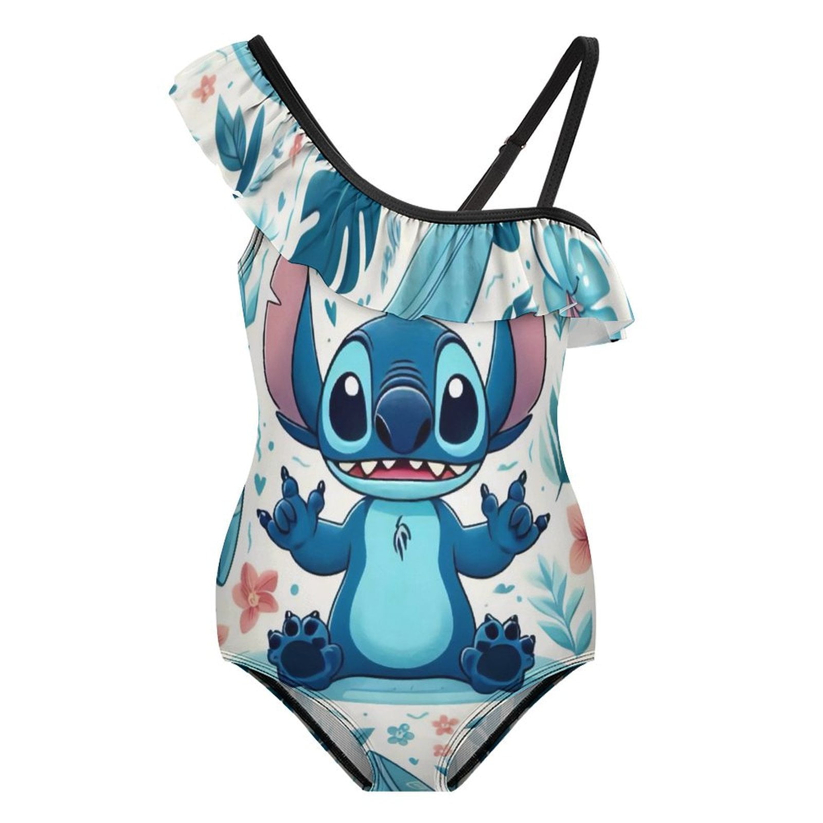 Stitch Girls Swimsuit One Piece Swimsuits Ruffle Bathing Suit Kids ...