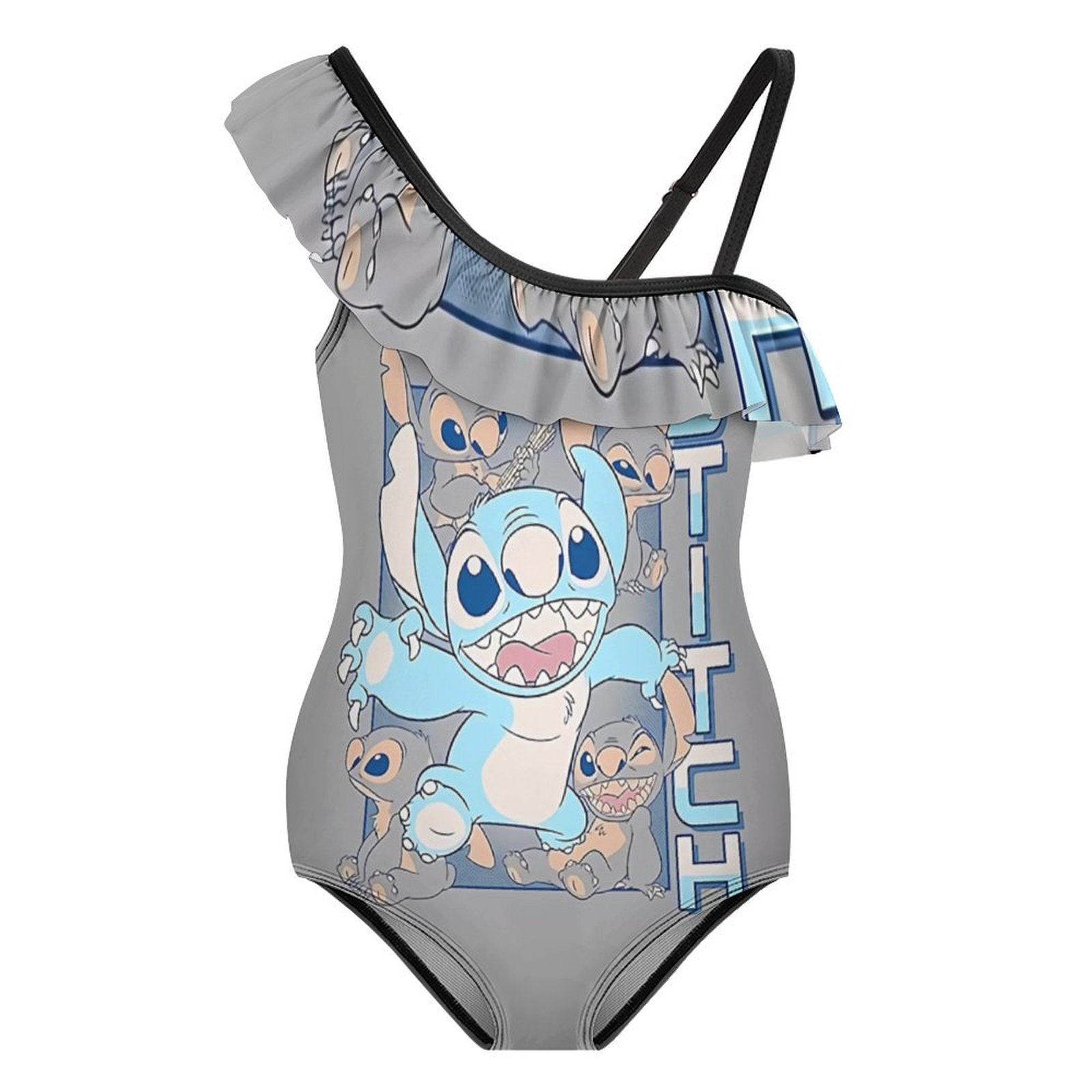 Stitch Girls Swimsuit One Piece Swimsuits Ruffle Bathing Suit Kids ...