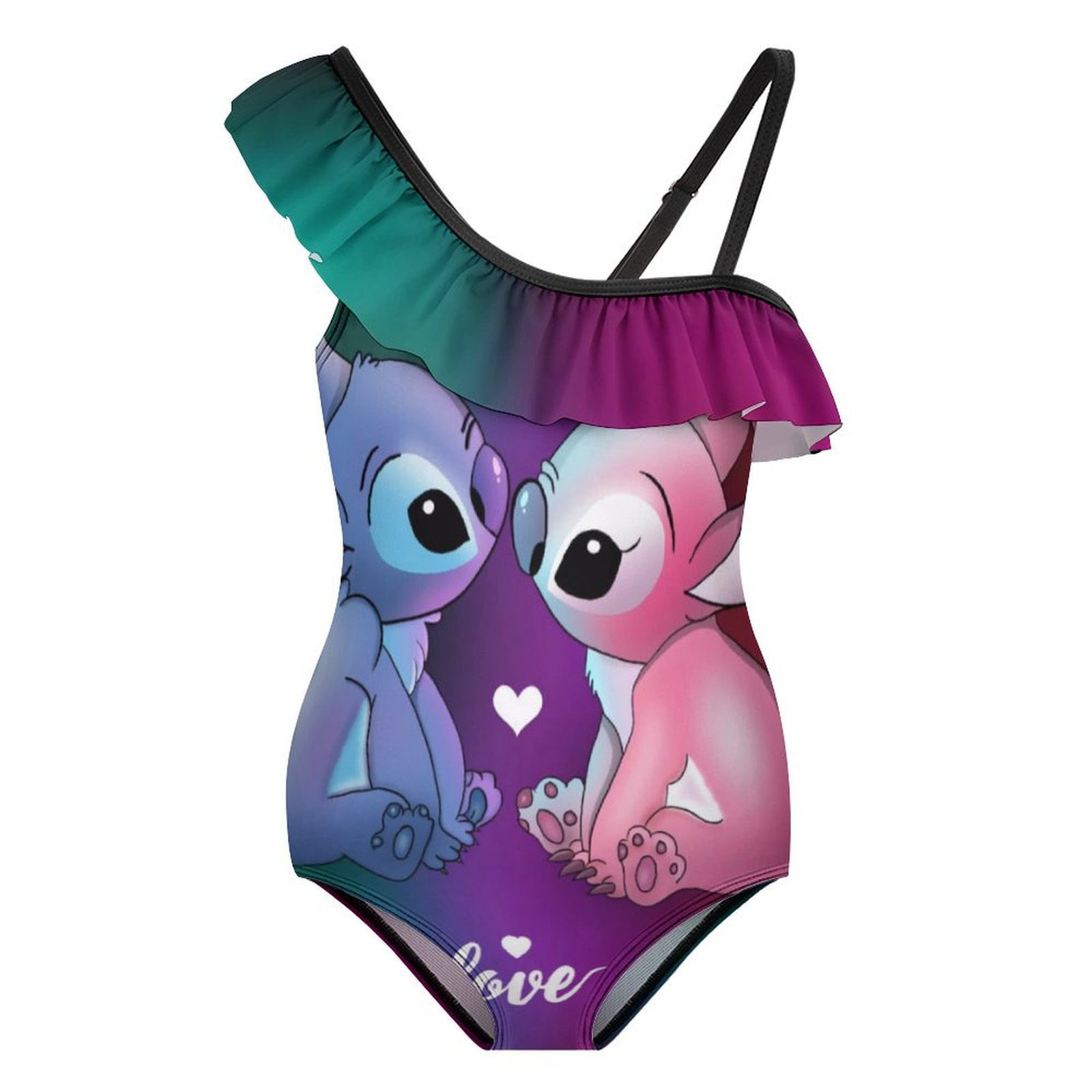 Stitch Girls Swimsuit One Piece Swimsuits Ruffle Bathing Suit Kids ...