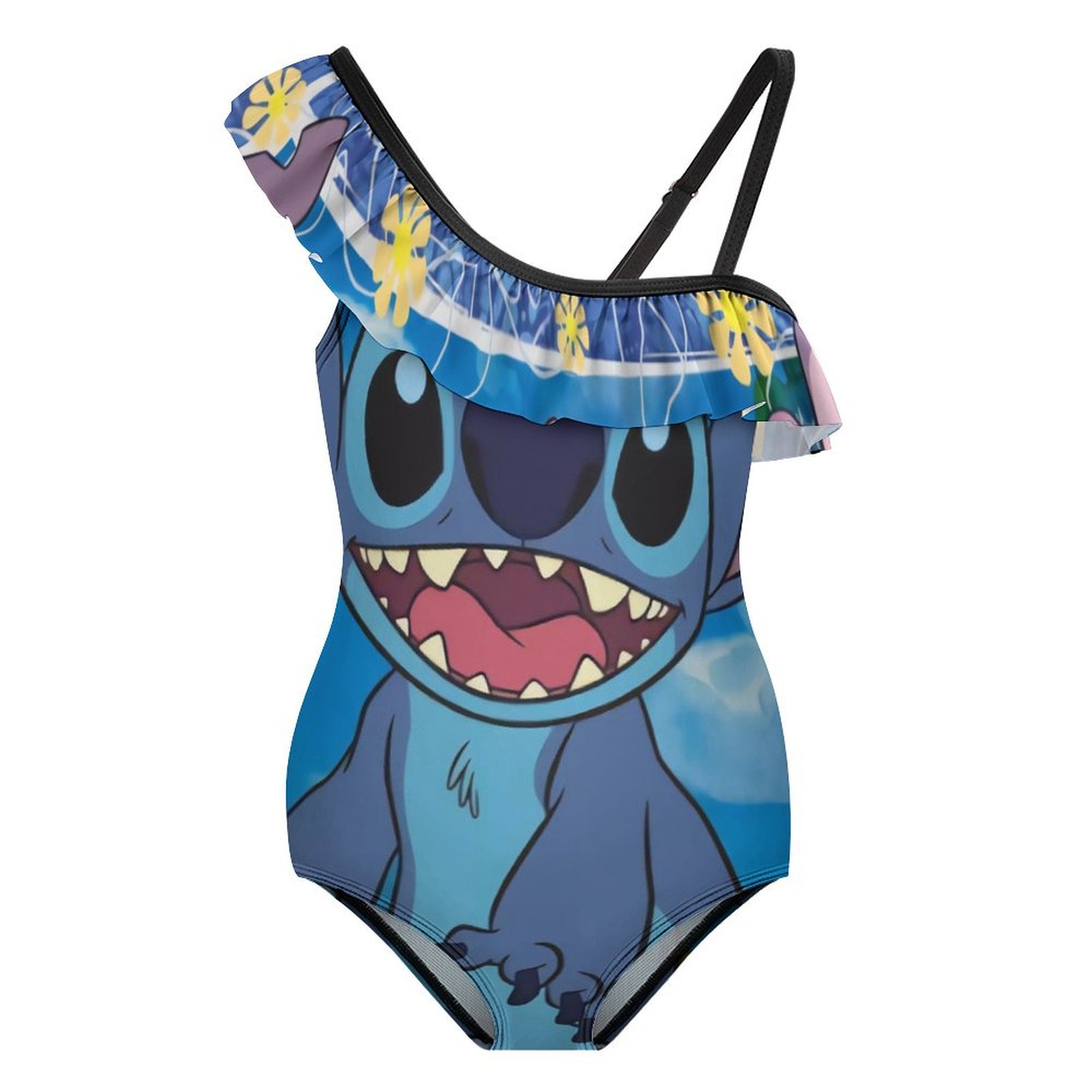 Stitch Girls Swimsuit One Piece Swimsuits Ruffle Bathing Suit Kids ...