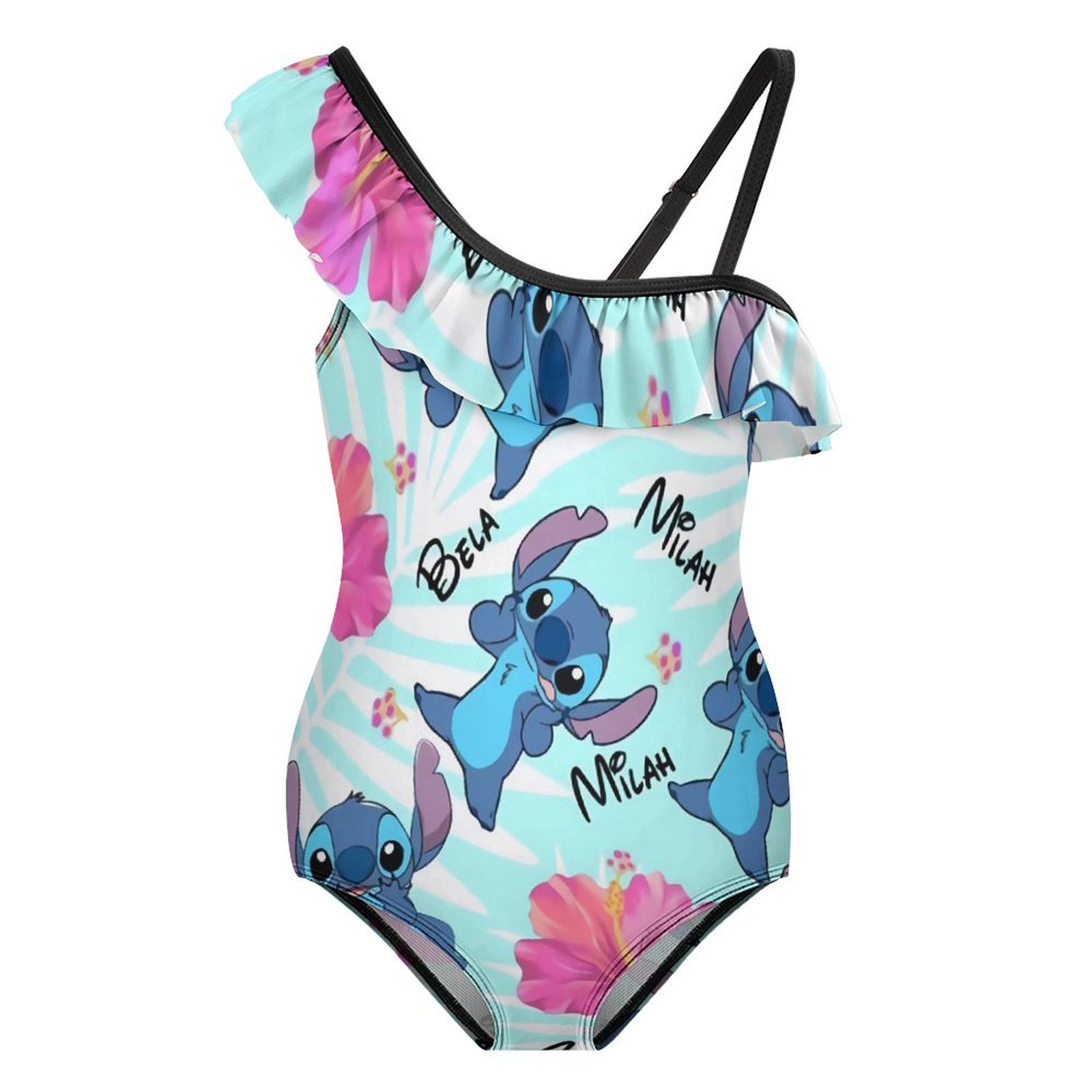 Stitch Girls Swimsuit One Piece Swimsuits Ruffle Bathing Suit Kids ...
