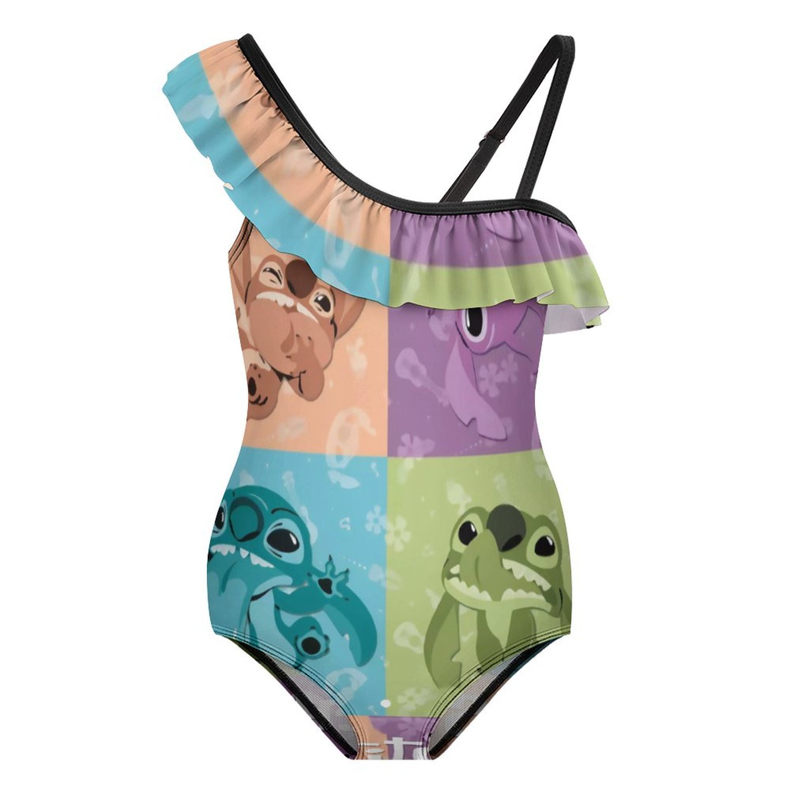 Stitch Girls Swimsuit One Piece Swimsuits Ruffle Bathing Suit Kids ...