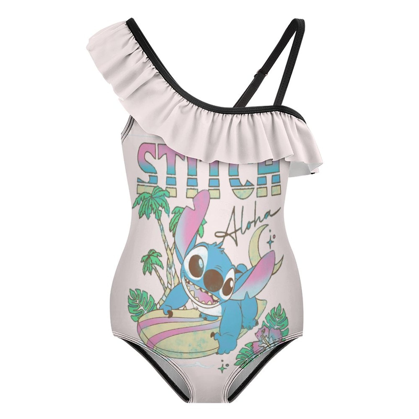 Stitch Girls Swimsuit One Piece Swimsuits Ruffle Bathing Suit Kids ...