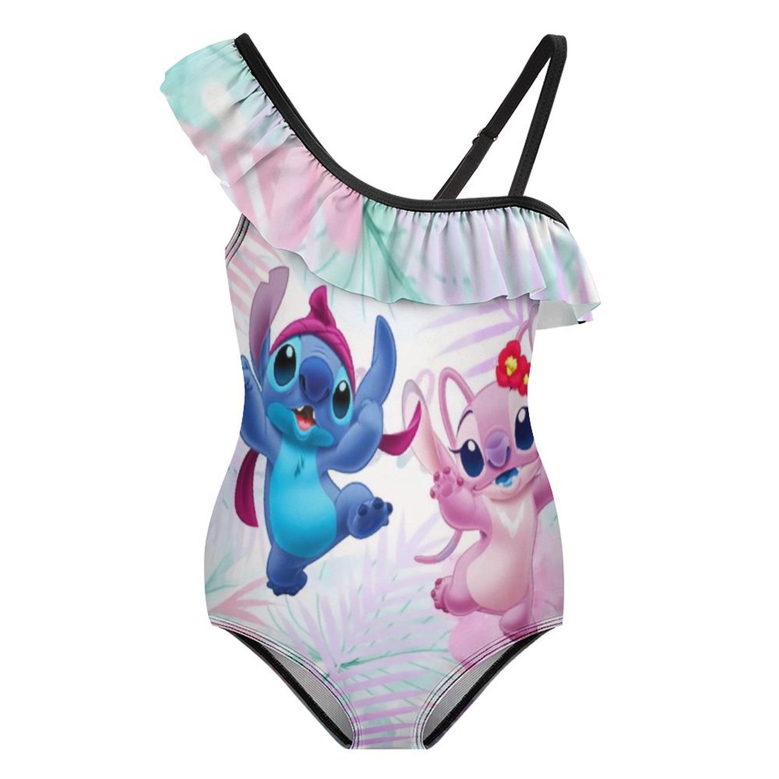 Stitch Girls Swimsuit One Piece Swimsuits Ruffle Bathing Suit Kids ...