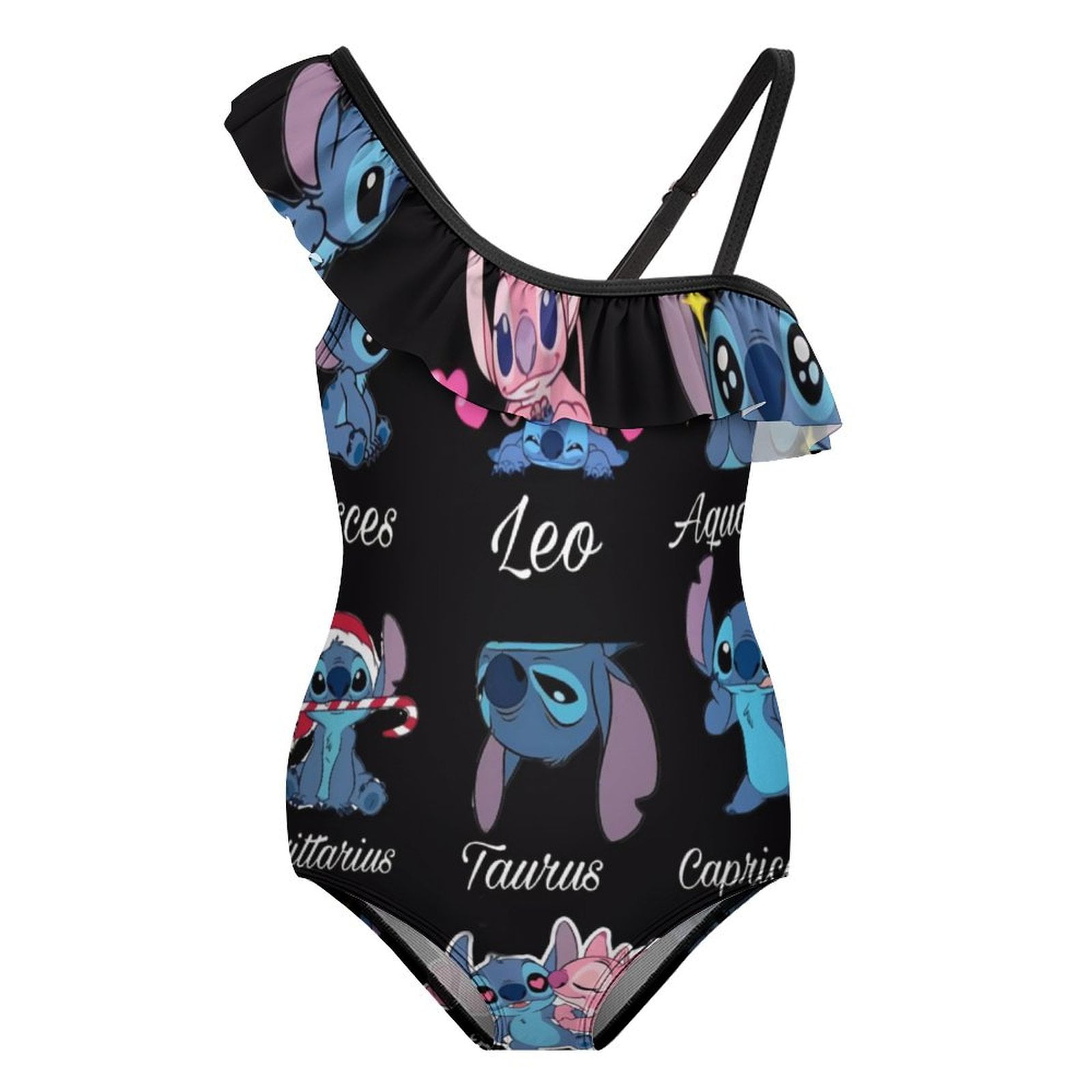 Stitch Girls Swimsuit One Piece Swimsuits Ruffle Bathing Suit Kids ...