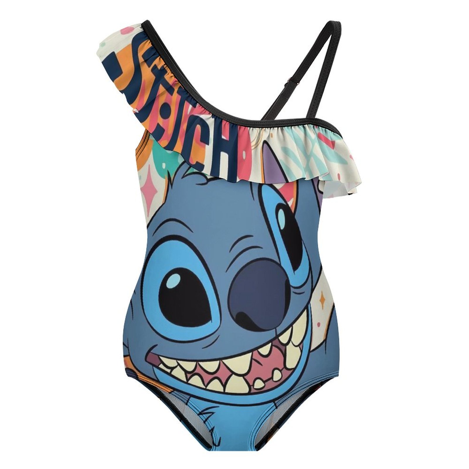 Stitch Girls Swimsuit One Piece Swimsuits Ruffle Bathing Suit Kids ...