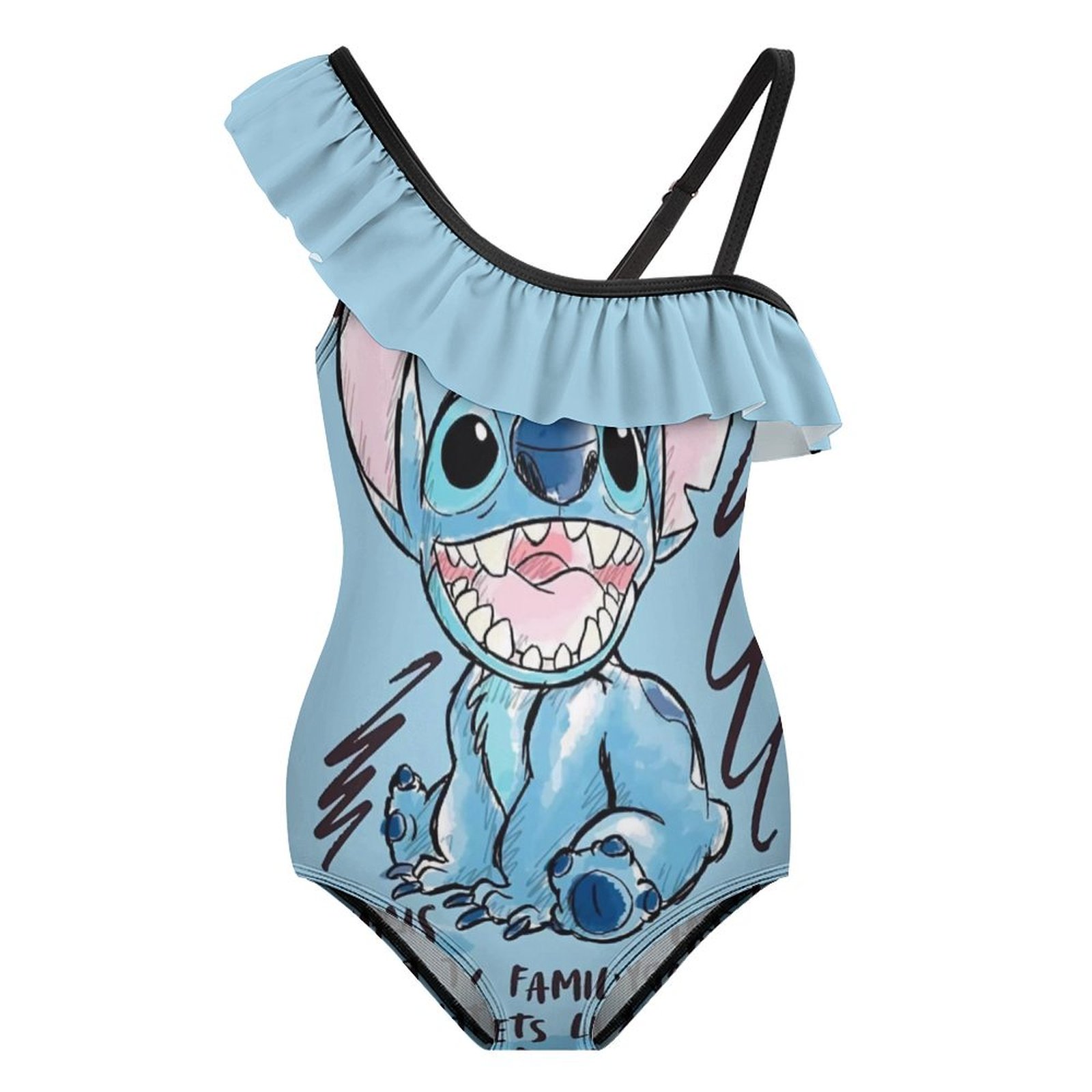 Stitch Girls Swimsuit One Piece Swimsuits Ruffle Bathing Suit Kids ...