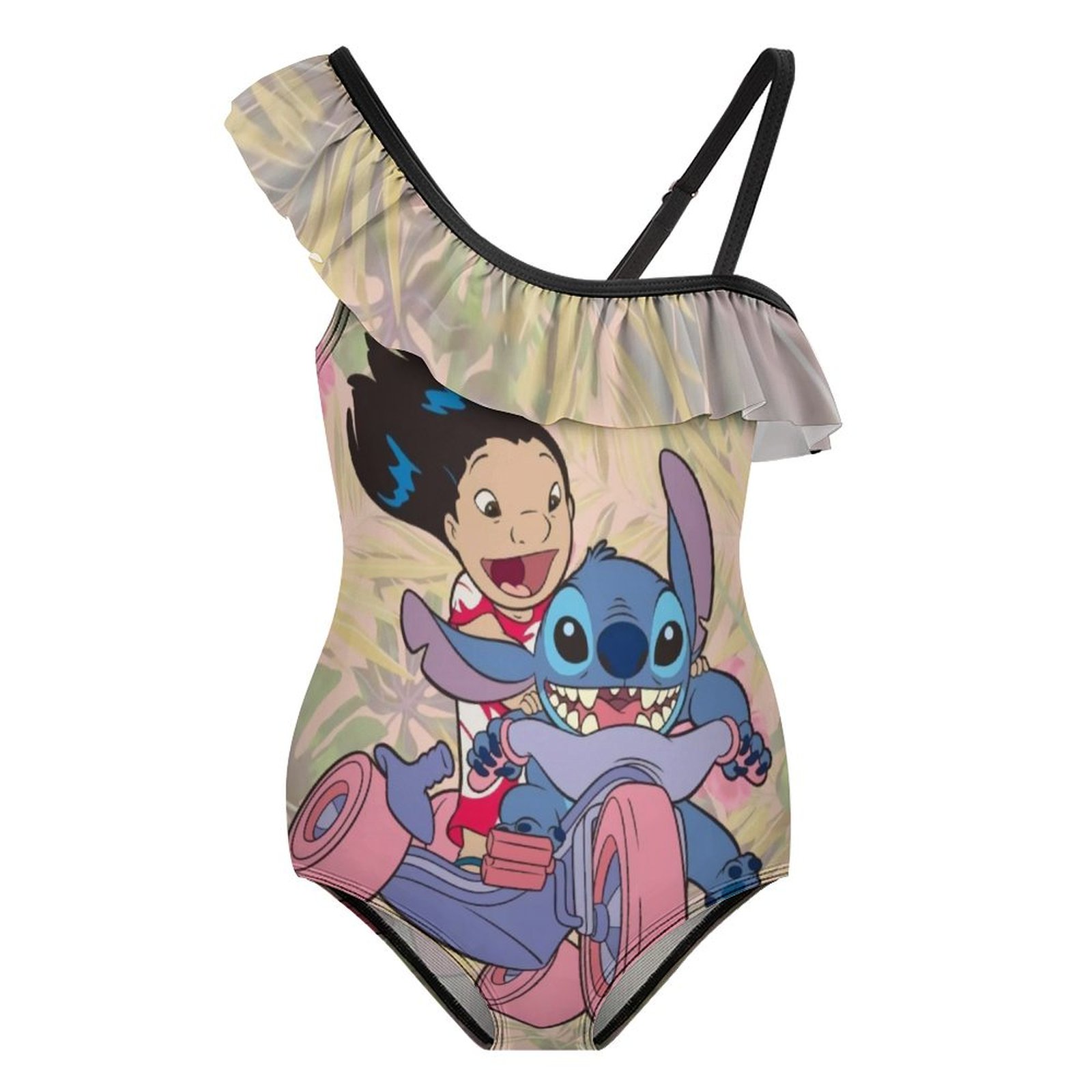 Stitch Girls Swimsuit One Piece Swimsuits Ruffle Bathing Suit Kids ...