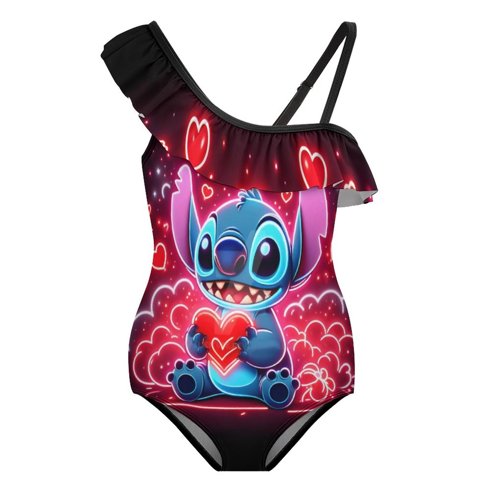 Stitch Girls Swimsuit One Piece Swimsuits Ruffle Bathing Suit Kids ...