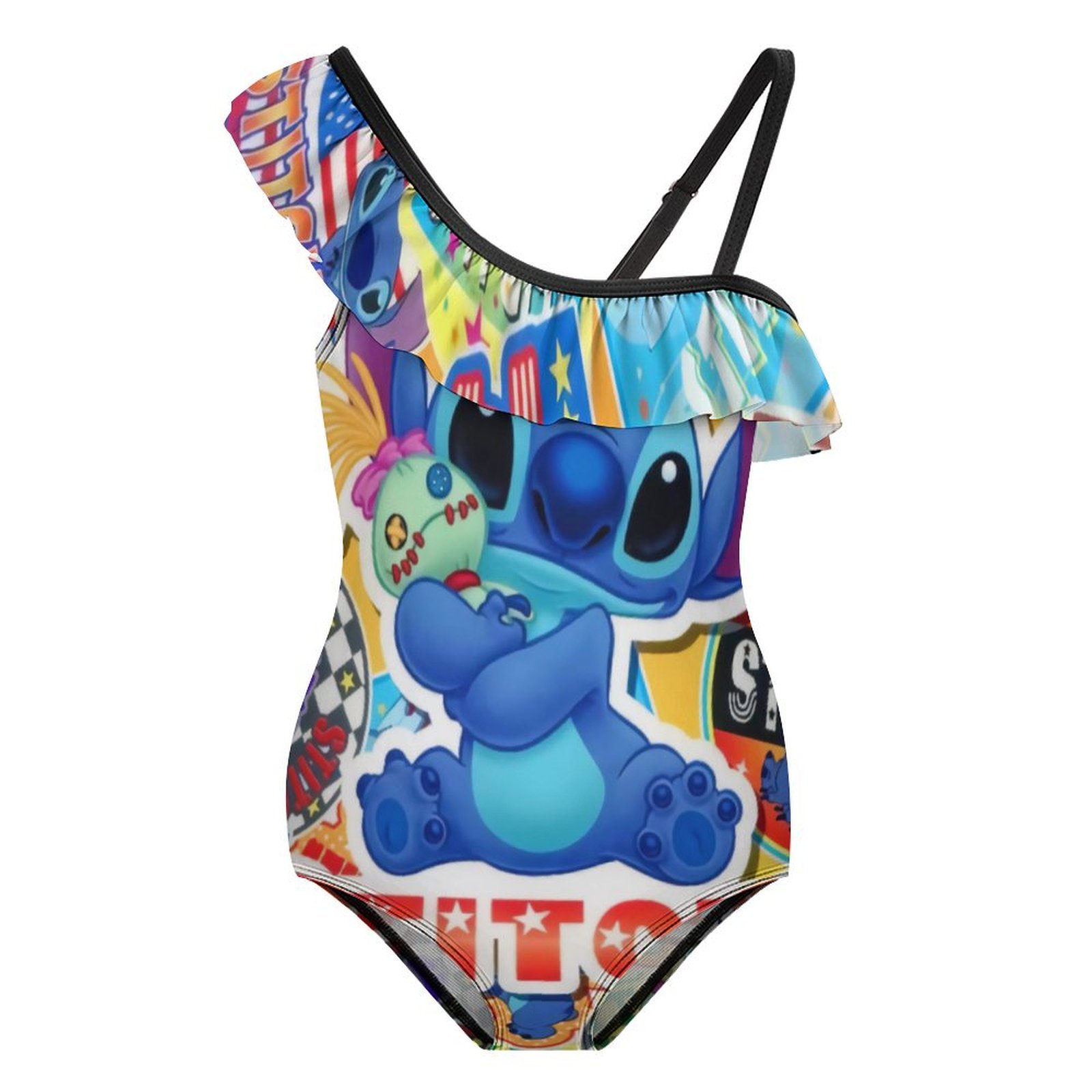 Stitch Girls Swimsuit One Piece Swimsuits Ruffle Bathing Suit Kids ...