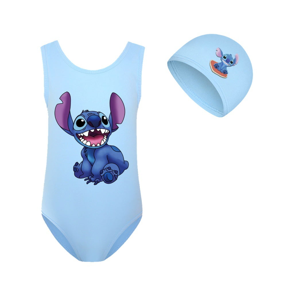 Stitch Girls Swimsuit Quick Dry One Piece Bathing Suit Cartoon Kids ...