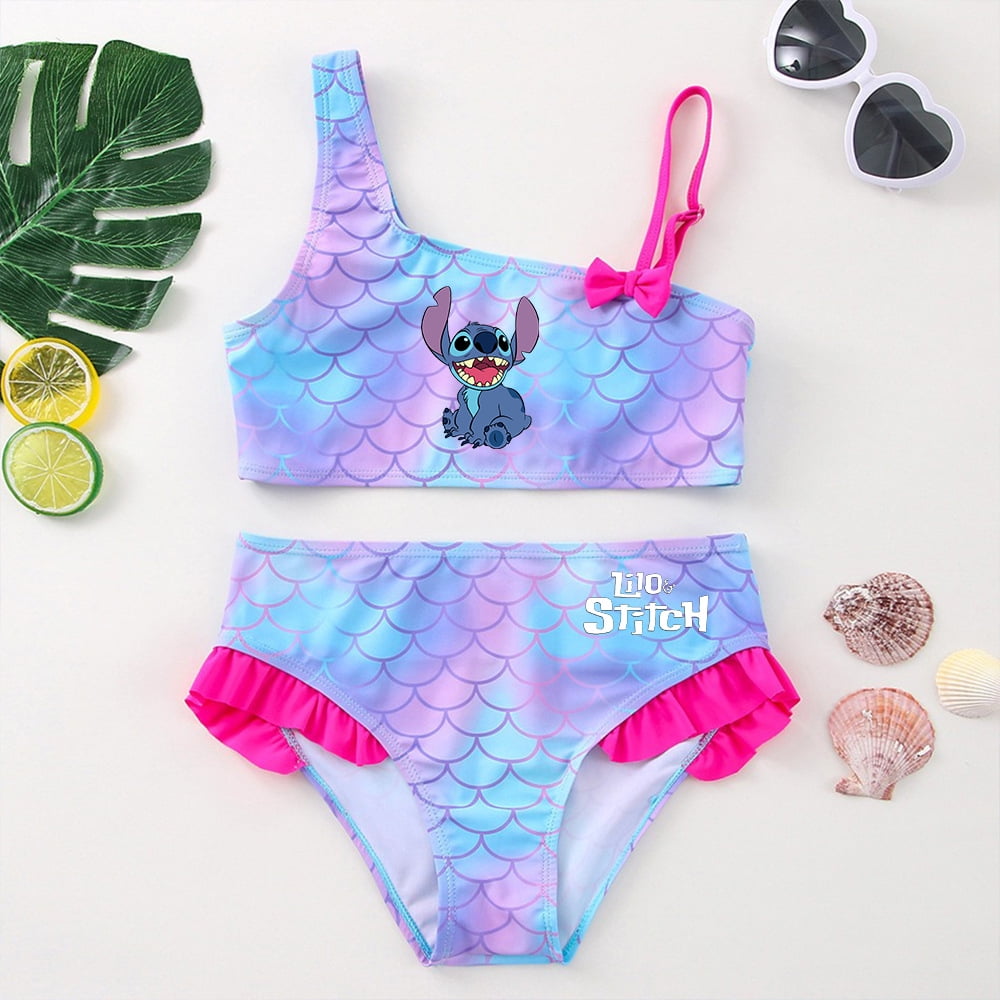 Stitch Girls Two Piece Swimsuit, Stretchy Swimwear for Beach and Pool ...