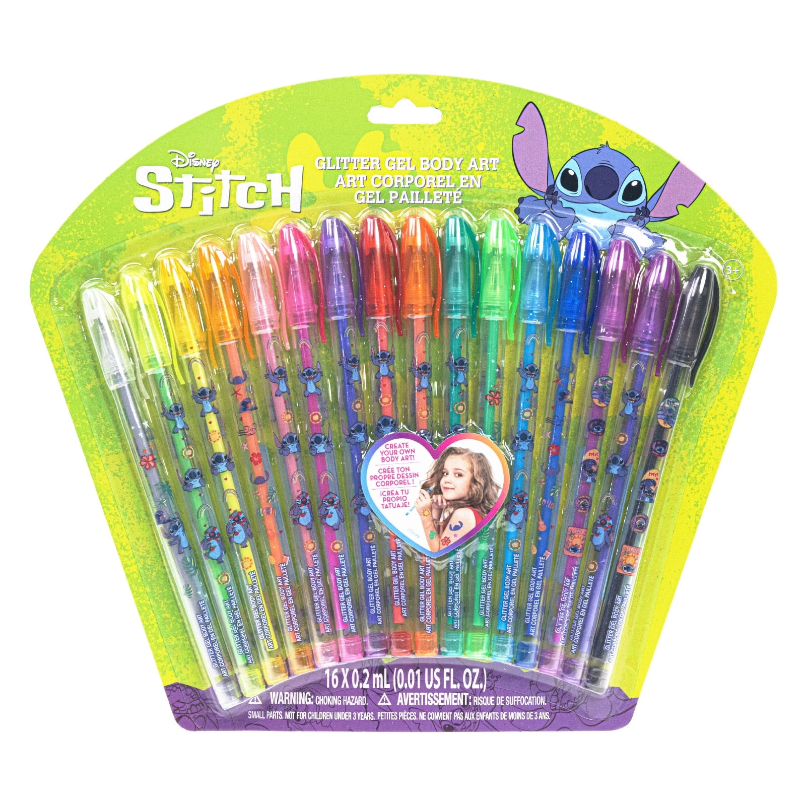 Stitch Glitter Gel Pens Body Markers Colorful Bright Glitter Set 16 Pcs ...