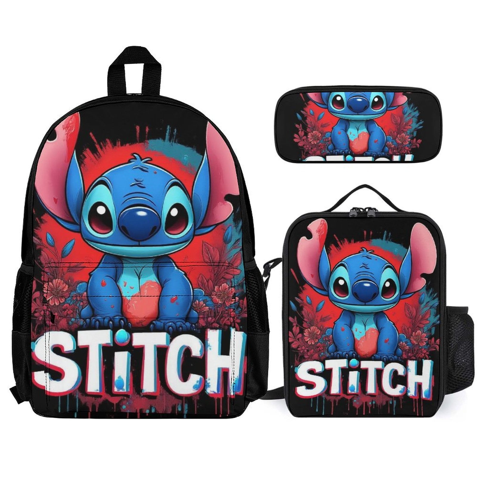 Stitch Graffiti Art Print Backpack 3pcs/set Backpack For Camping With ...