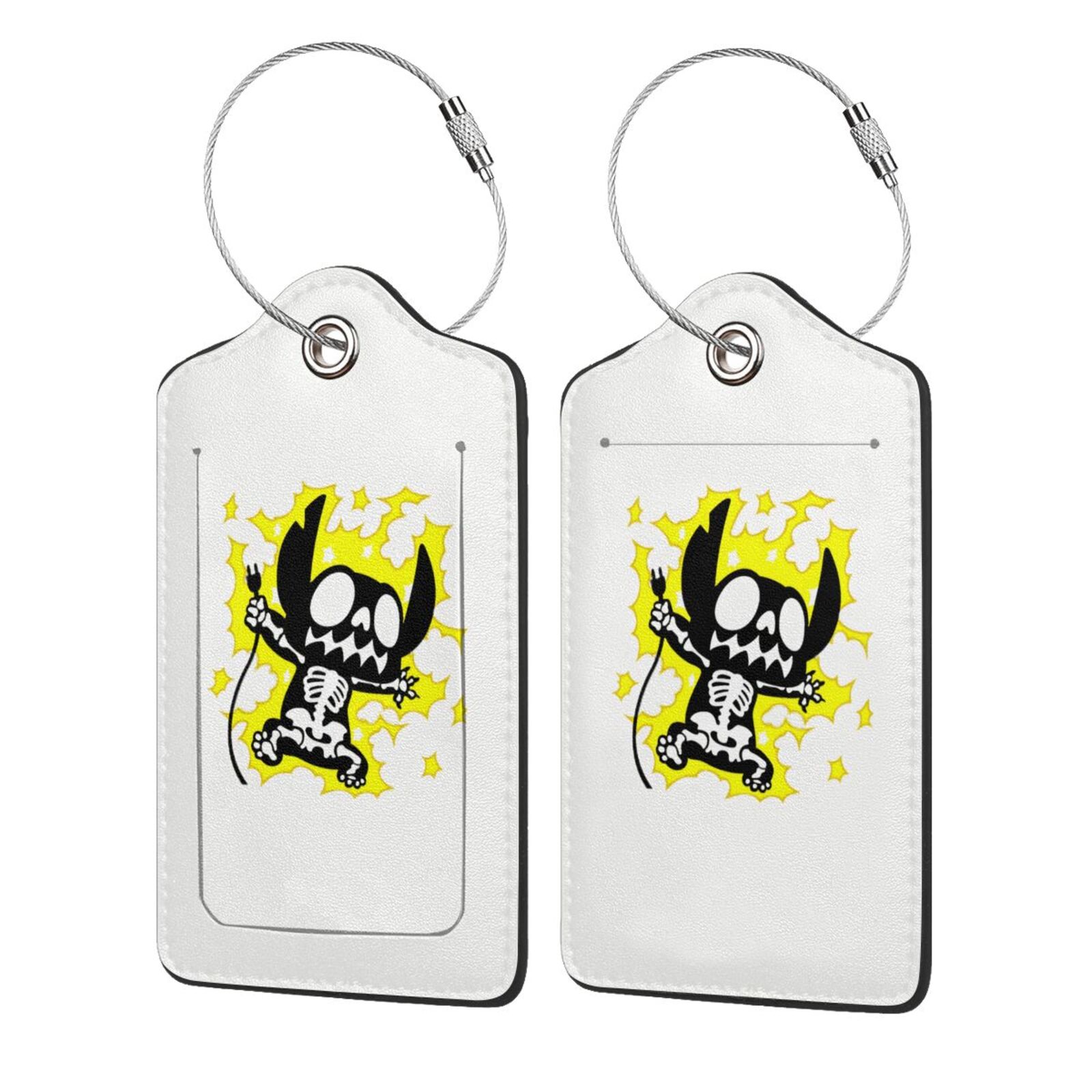 Stitch Halloween Skeleton Luggage Tags PU Leather Travel Accessories ...
