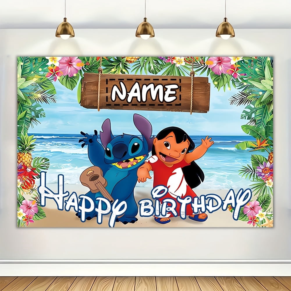 Stitch Happy Birthday Themed Party Birthday Background - vibrant mix of ...