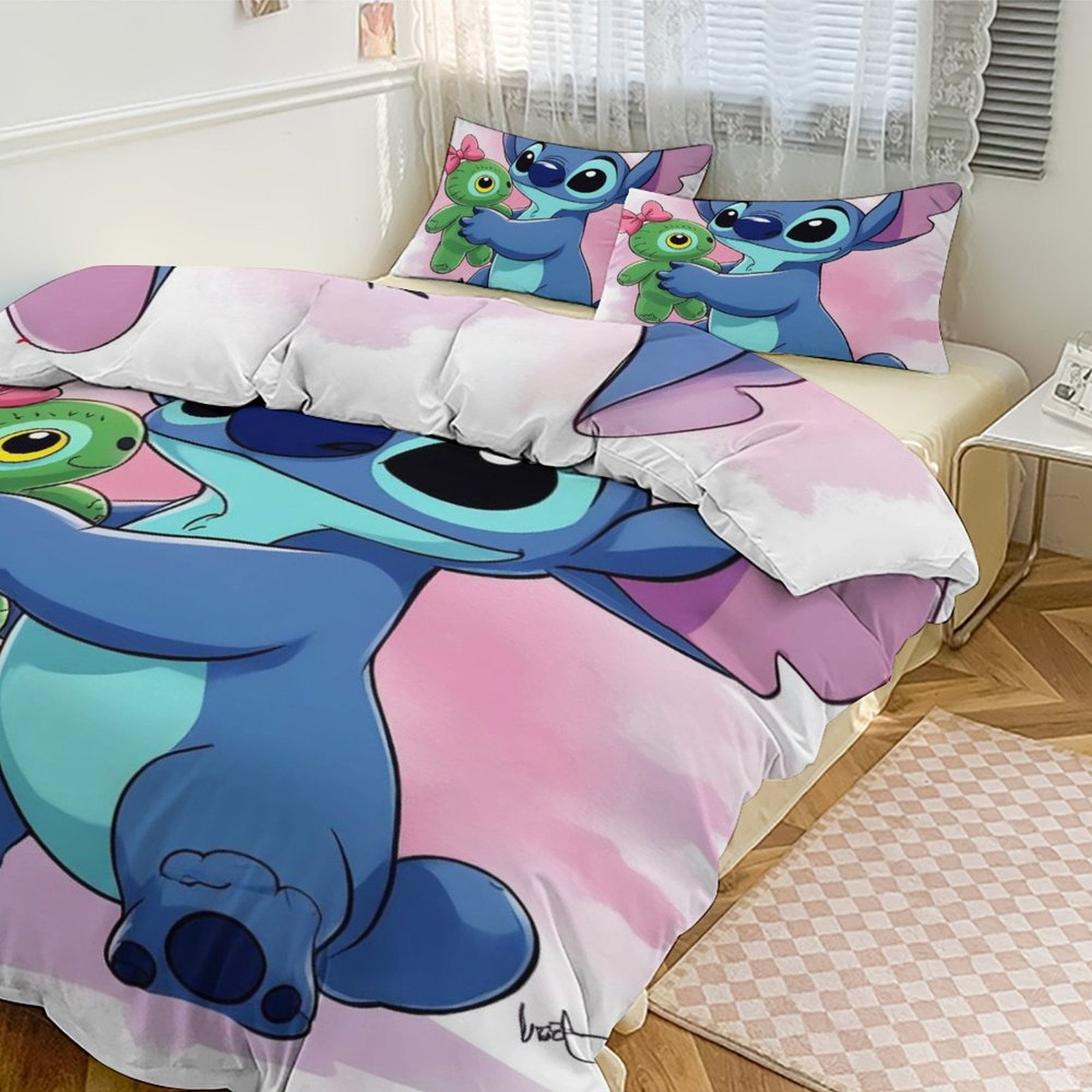 Stitch Holding Dragon Toy 102"x90" 3 Pcs Soft Bedding Set, Includes ...