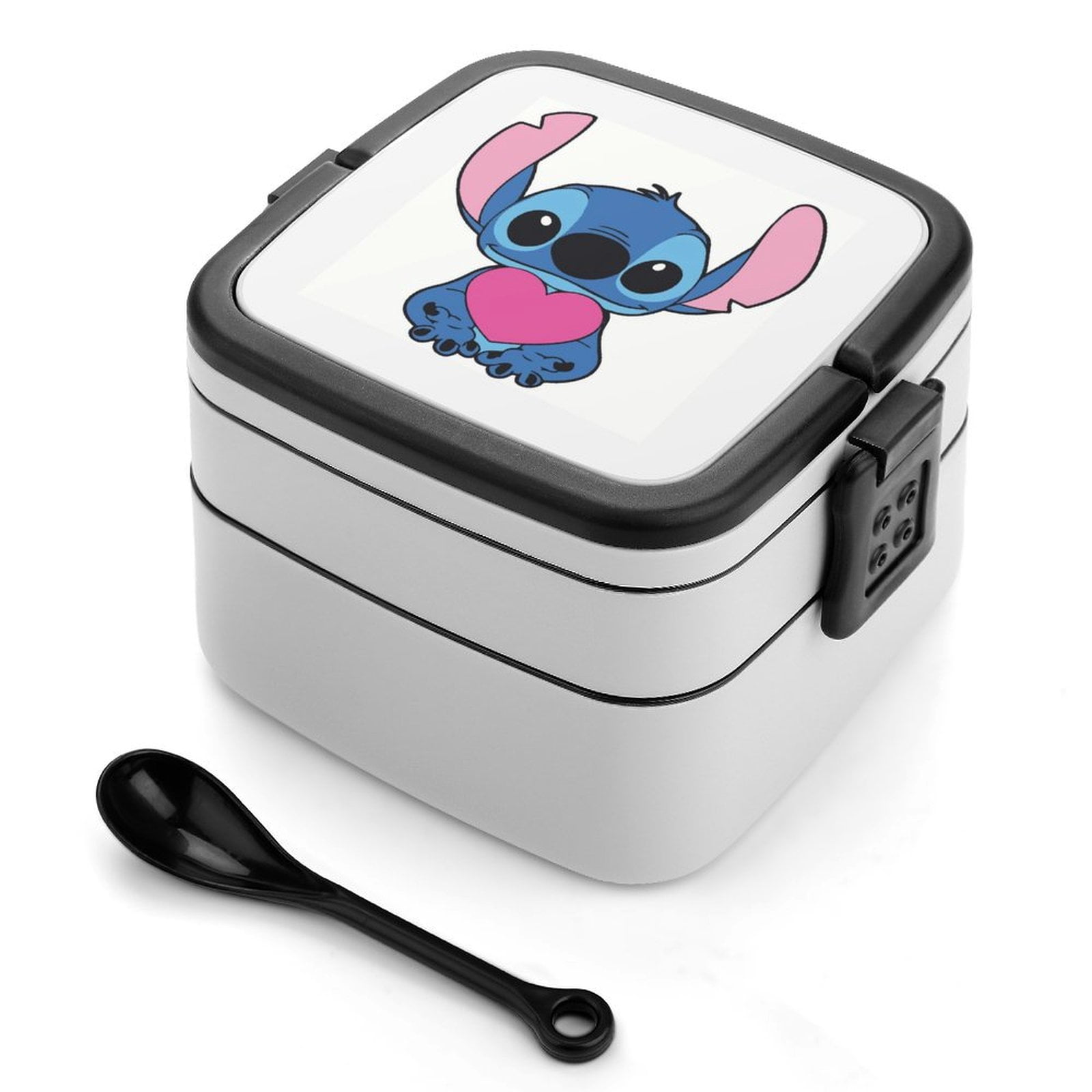 Stitch Holding A Heart Reusable Bento Boxes Lunch Box Double Layer ...