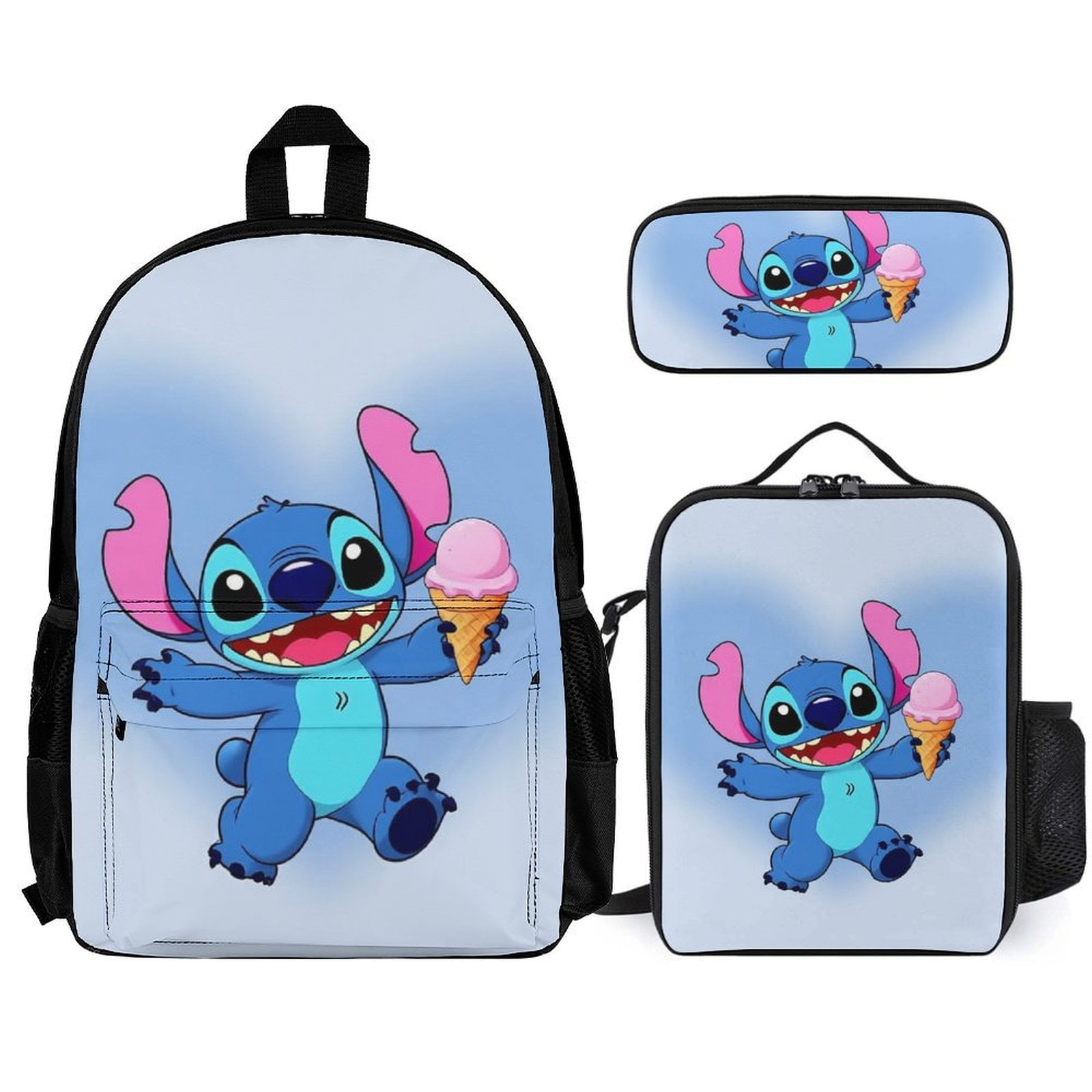 Stitch Ice Cream Fun Backpack 3pcs/set Backpack For With Lunch Bags And ...