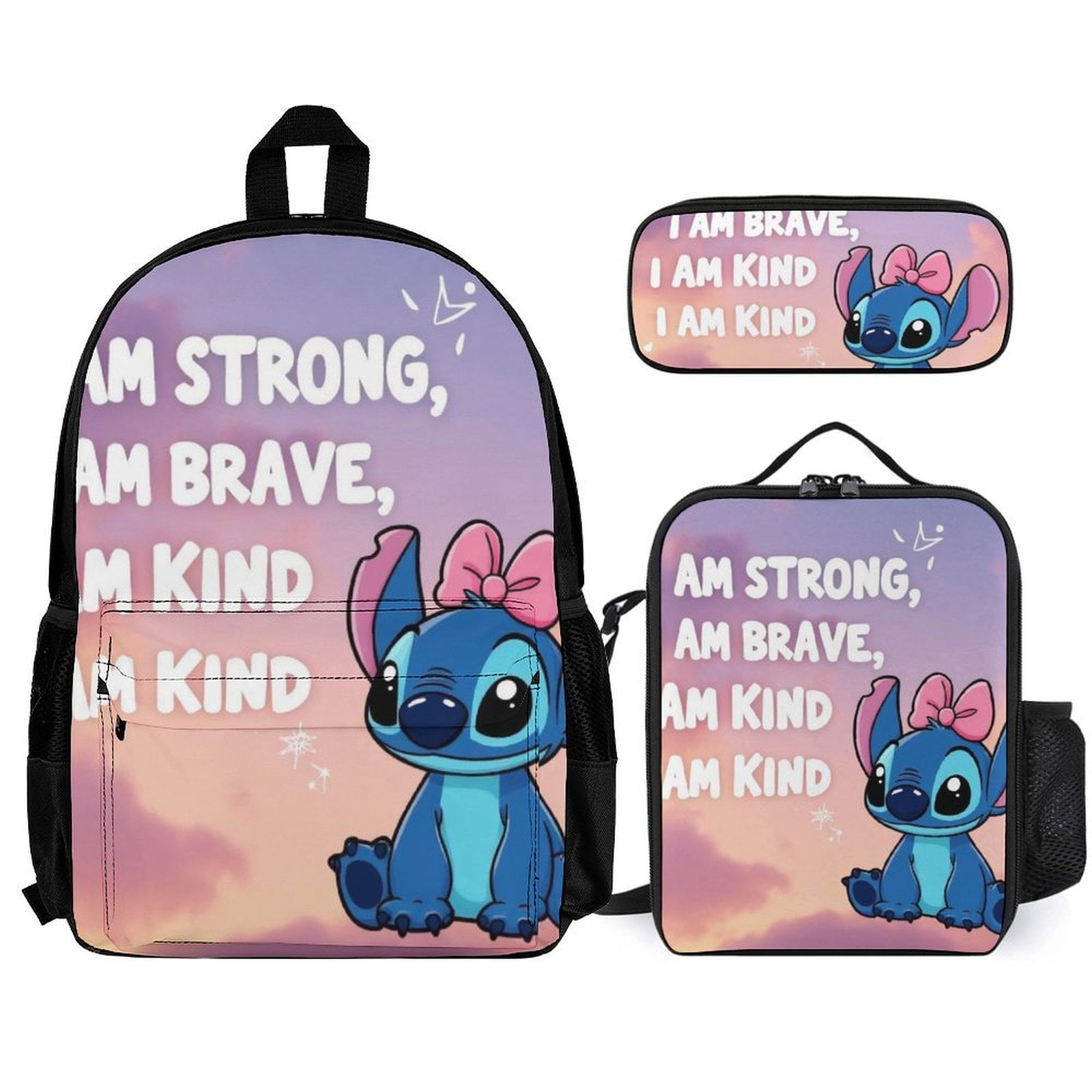Stitch Inspirational Quotes Backpack 3pcs/set Backpack For With Lunch ...
