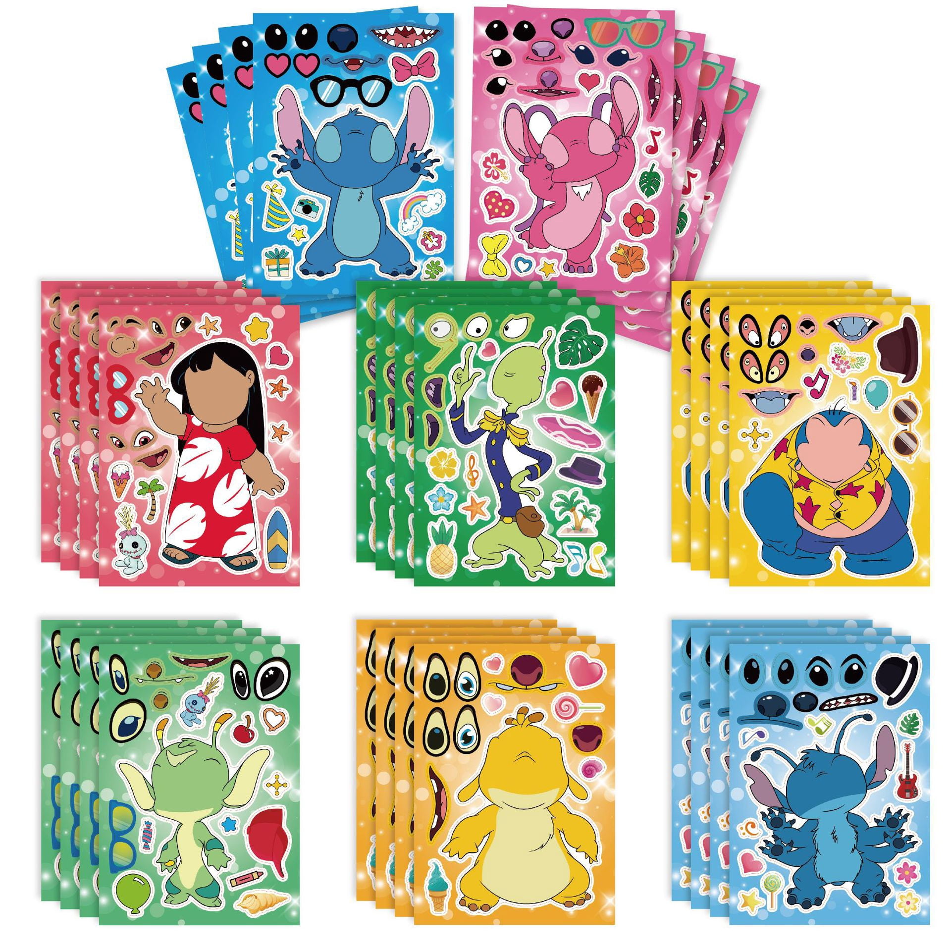 Stitch Inspired Make-a-face Stickers, Make You Own Stickers DIY Cartoon ...