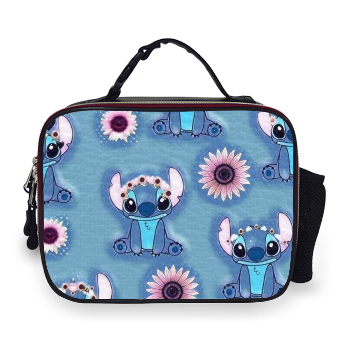 Stitch Insulated Lunch Box Unisex Reusable Lunch Box Portable Leather ...