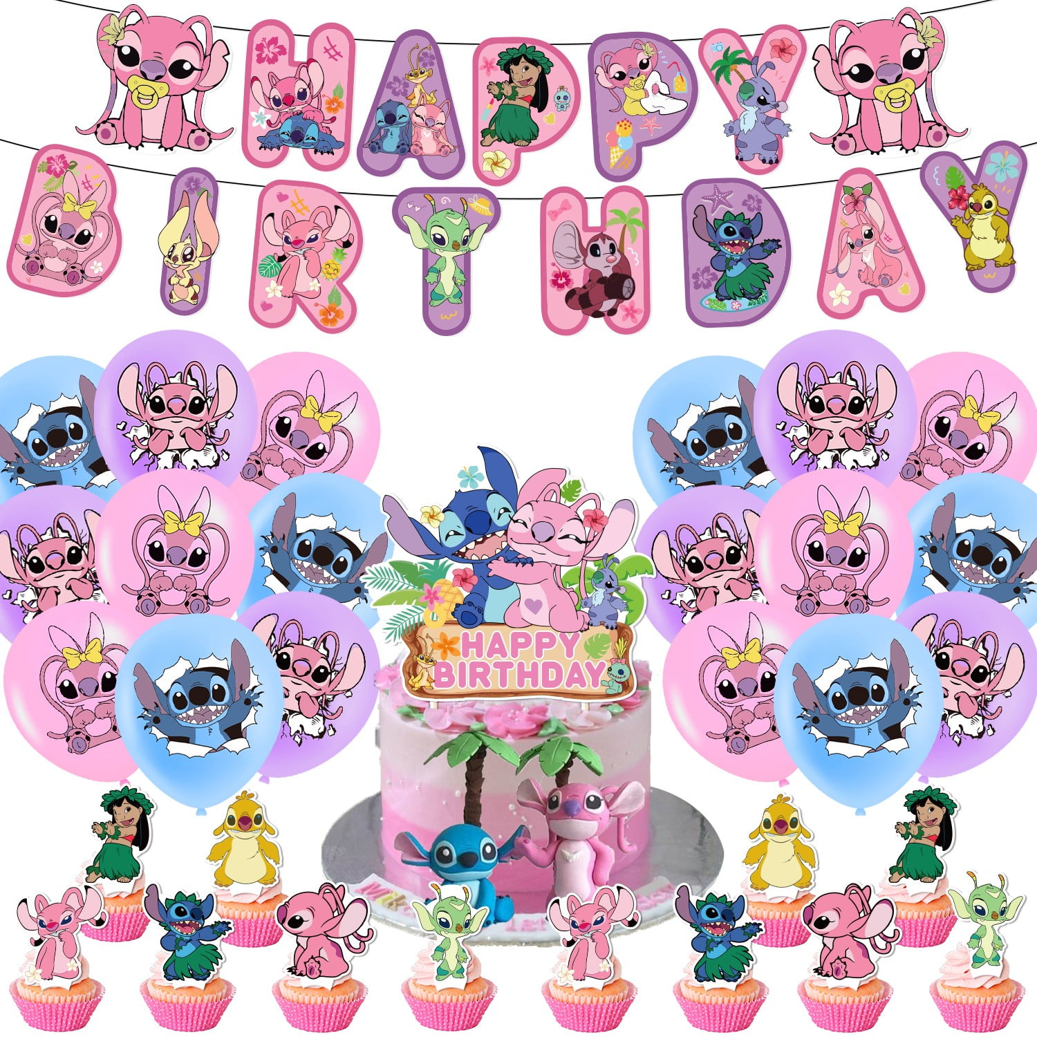 Stitch Kids Birthday Party Decorations, Stitch-Themed Party Supplies Include 1 Happy Birthday ...