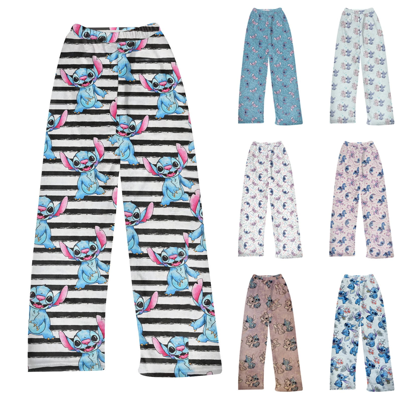 Stitch Kids Flannel Pajamas, Kid's Stitch Printed Pajama Pants, Comfy ...