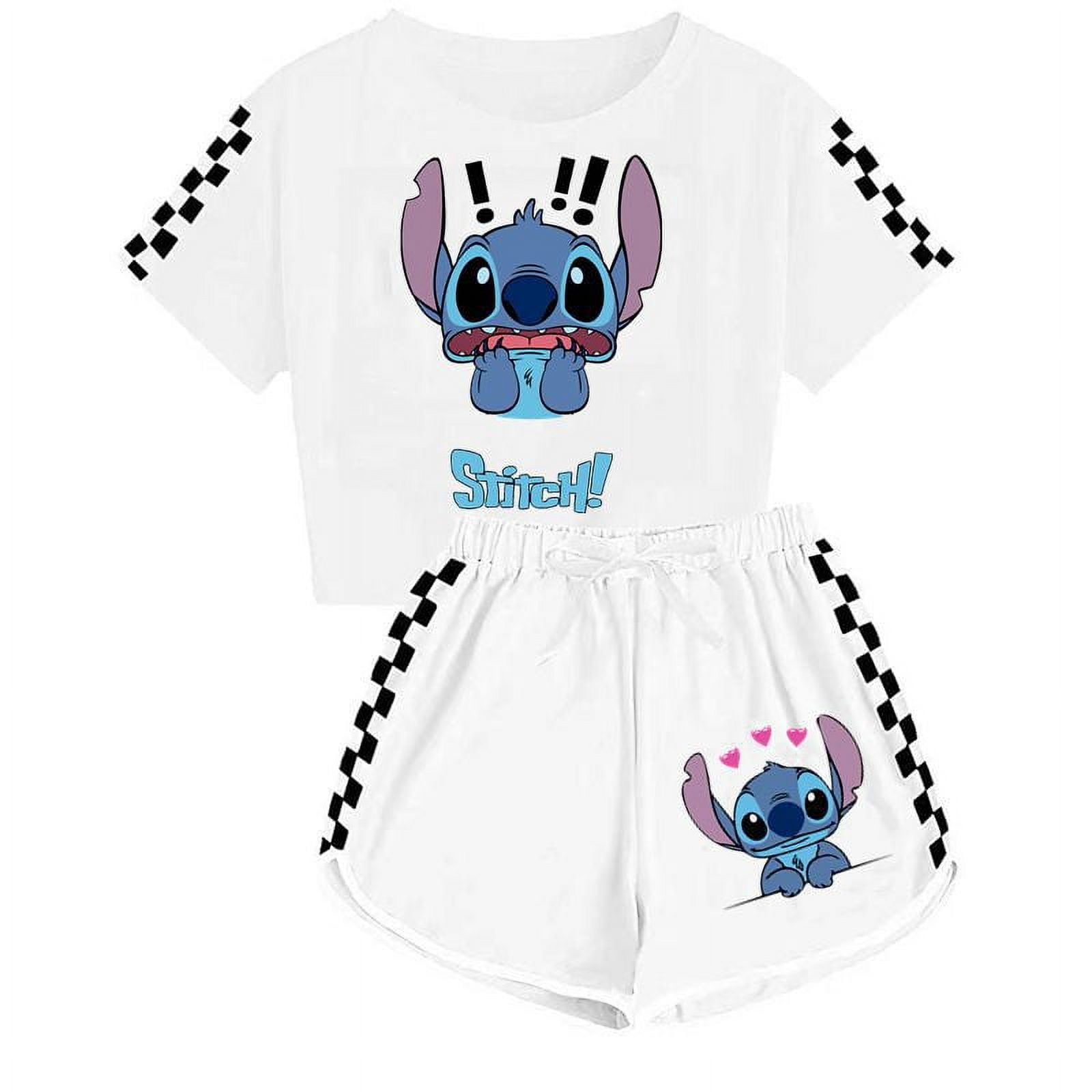 Stitch Kids Summer Sport T-Shirt and Shorts Set Plaid Print Clothing ...