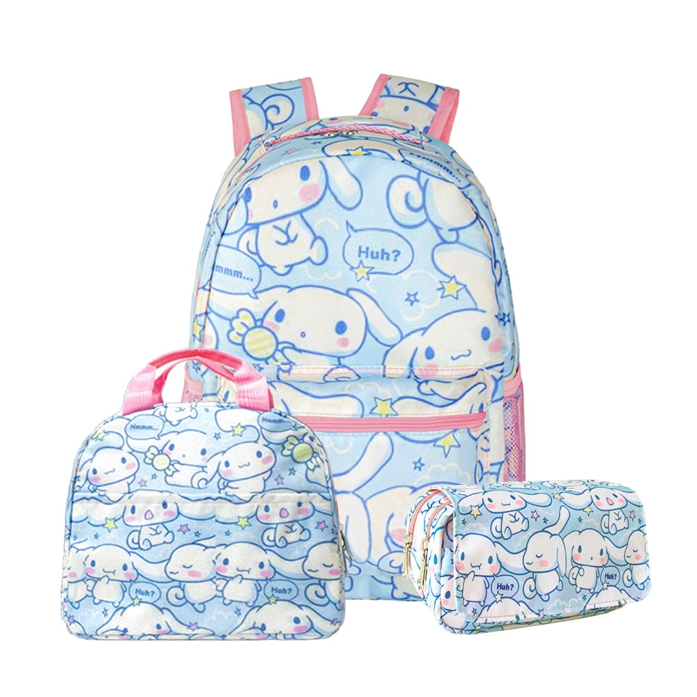 Stitch Kuromi Anime Backpack Set 3 Pieces Lunch Bag and Pencil Case for ...