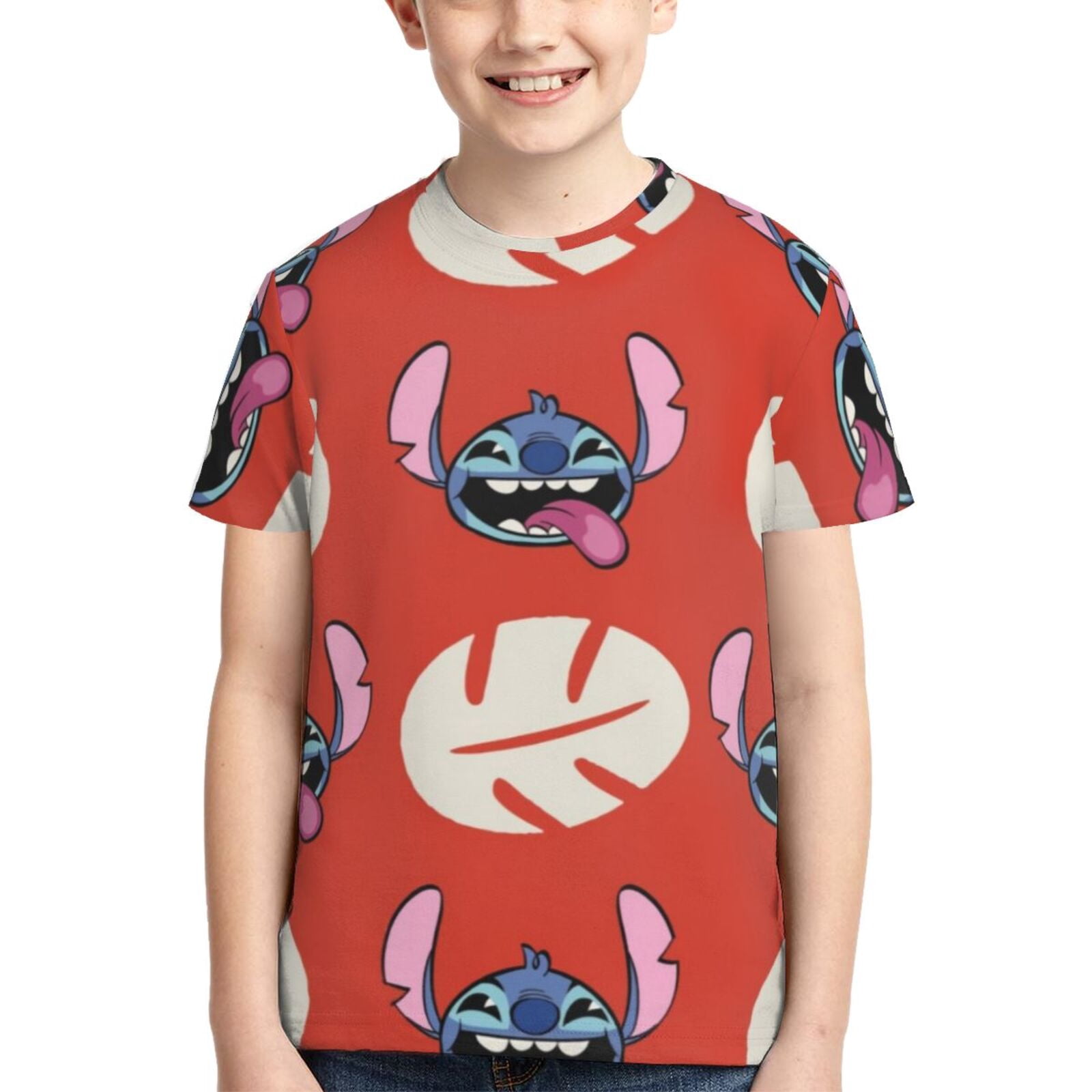 Stitch Leaf Youth Shirt,Athletic Short Sleeve Tees Kids Casual Shirt ...