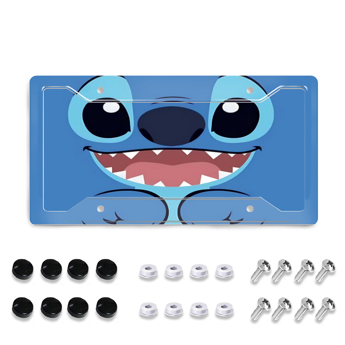 Stitch License Plate Frame Set - 4-hole License Plate Frame + License ...