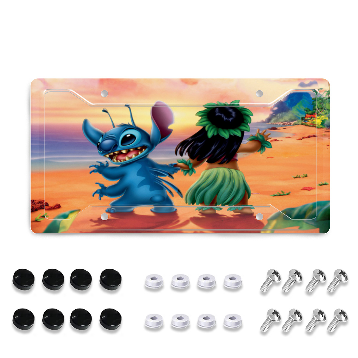 Stitch License Plate Frame Set - 4-hole License Plate Frame + License ...