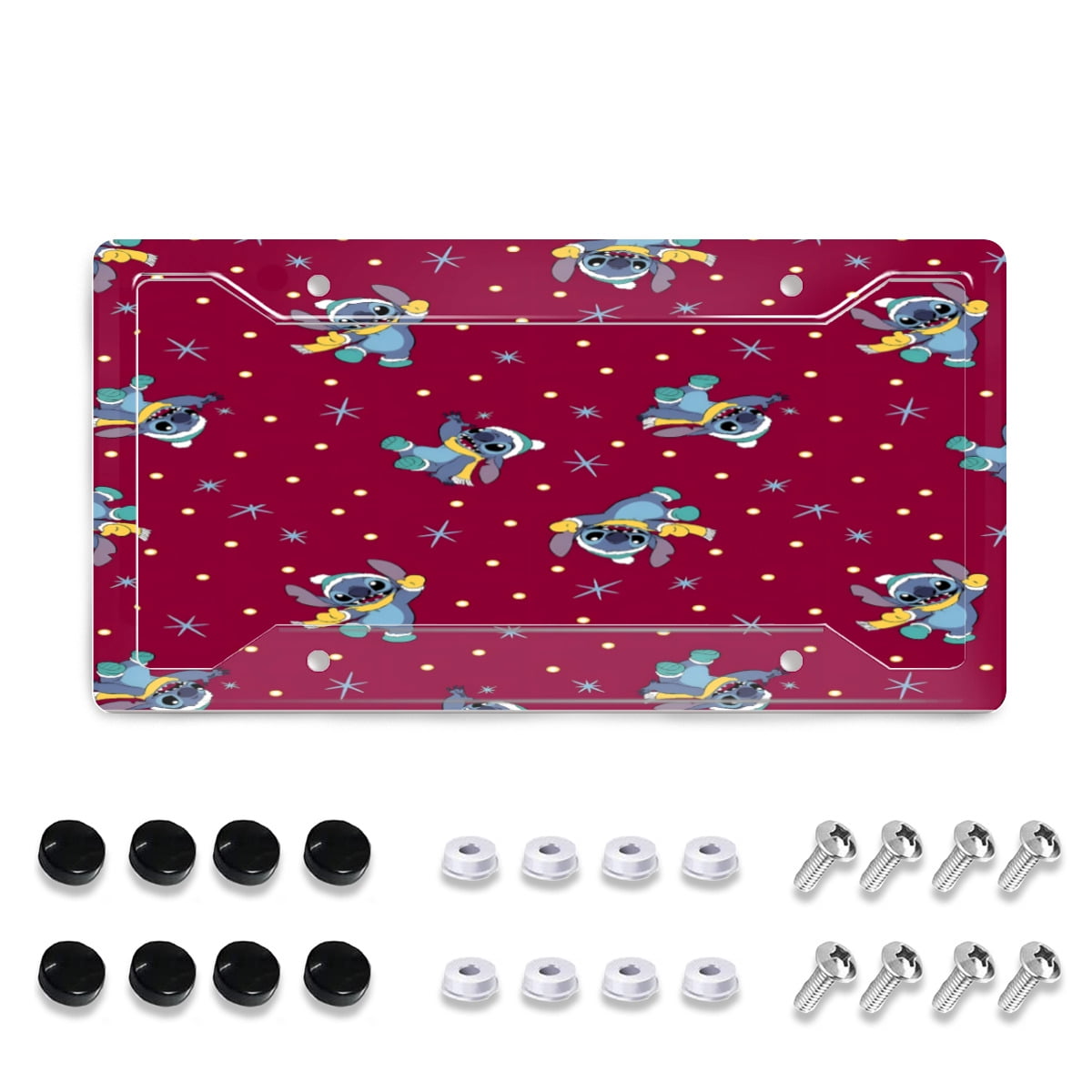 Stitch License Plate Frame Set - 4-hole License Plate Frame + License ...