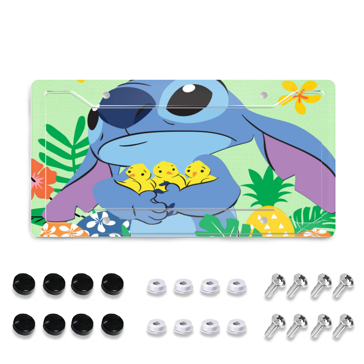 Stitch License Plate Frame Set - 4-hole License Plate Frame + License ...