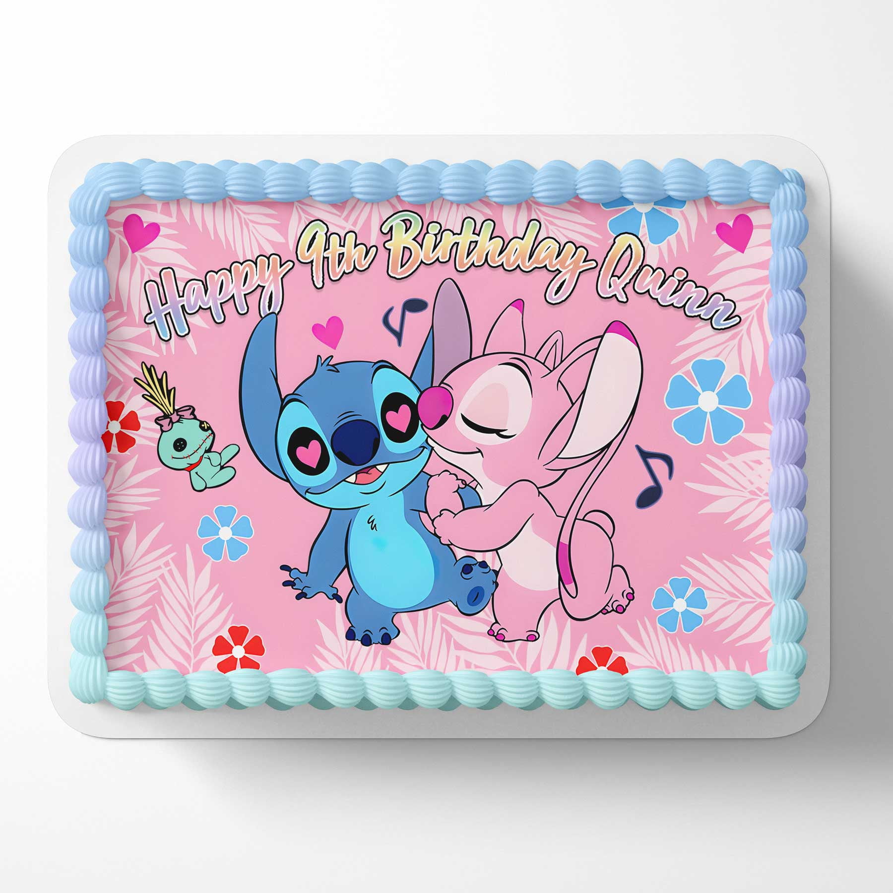 Stitch Lilo Angel Love Cute Cake Wrap Cake Image Icing Sugar Sheet ...