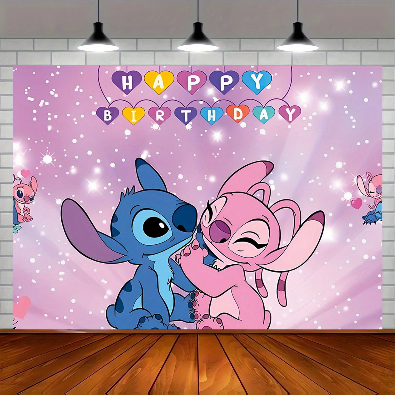 Stitch& Lilo Happy Birthday Themed Party Birthday Background - vibrant ...