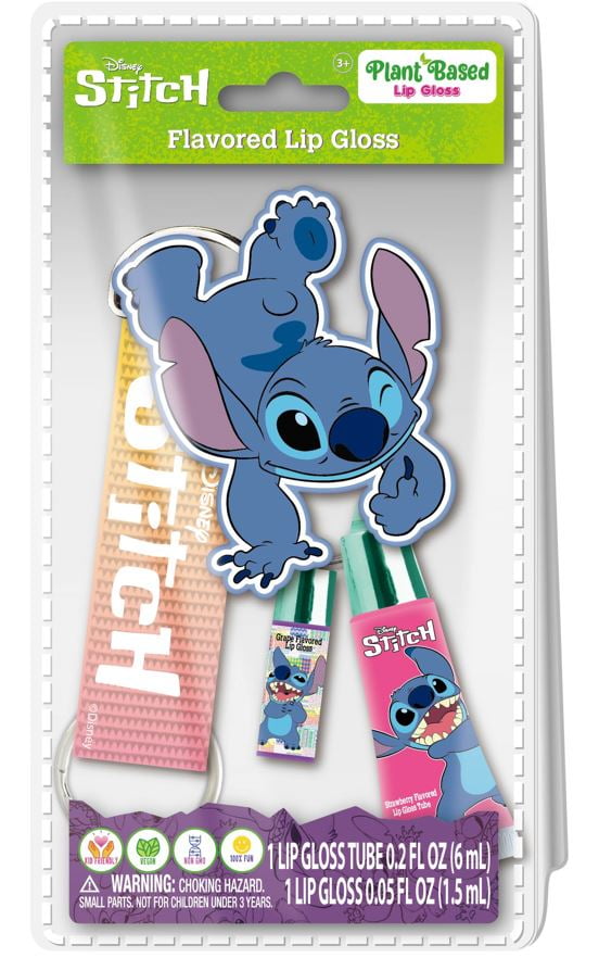 Stitch Lip Gloss Set, Strawberry and Grape Flavors, Pink and Purple ...