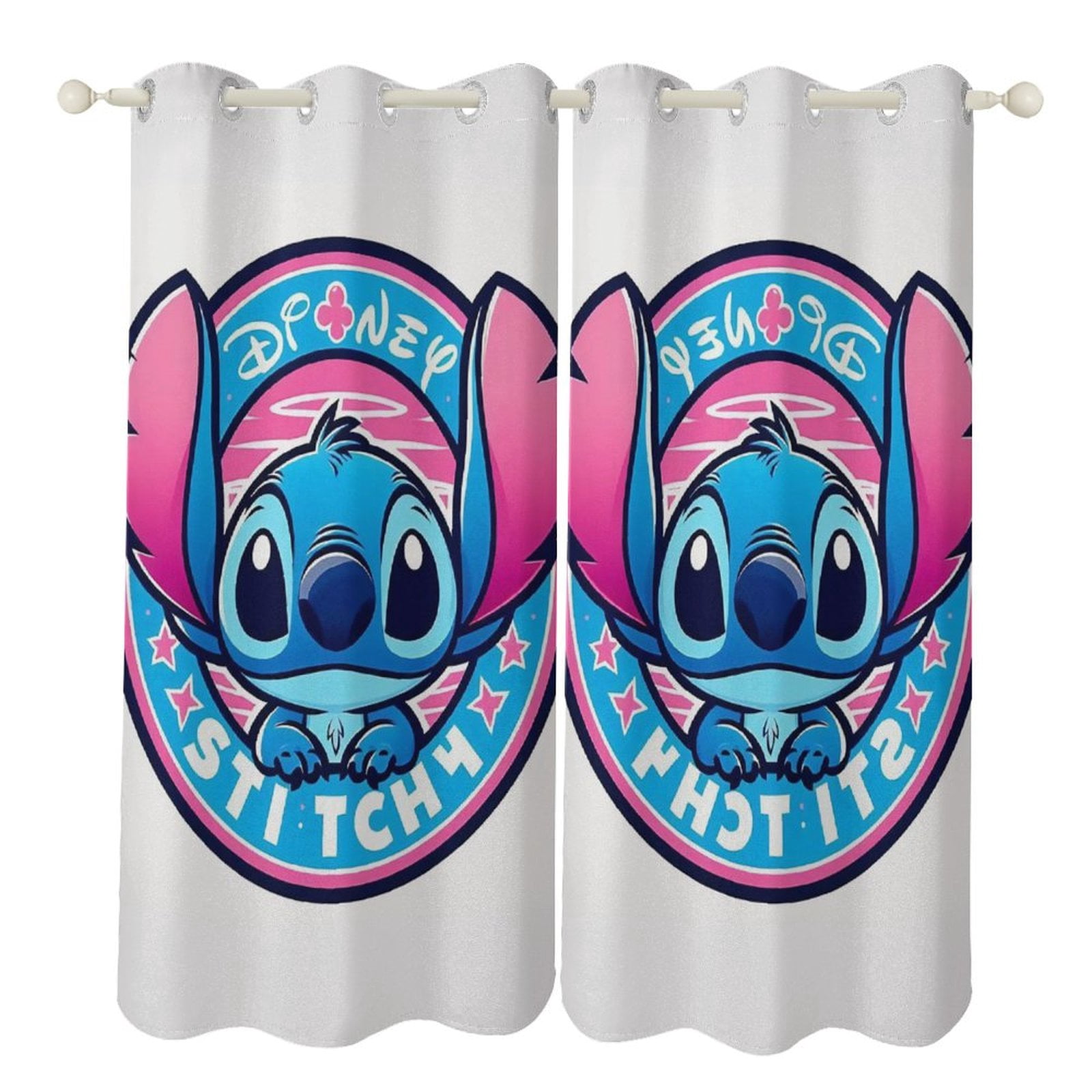Stitch Logo Curtains 84 inch,2 Panels Set,100% Blackout Curtain ...