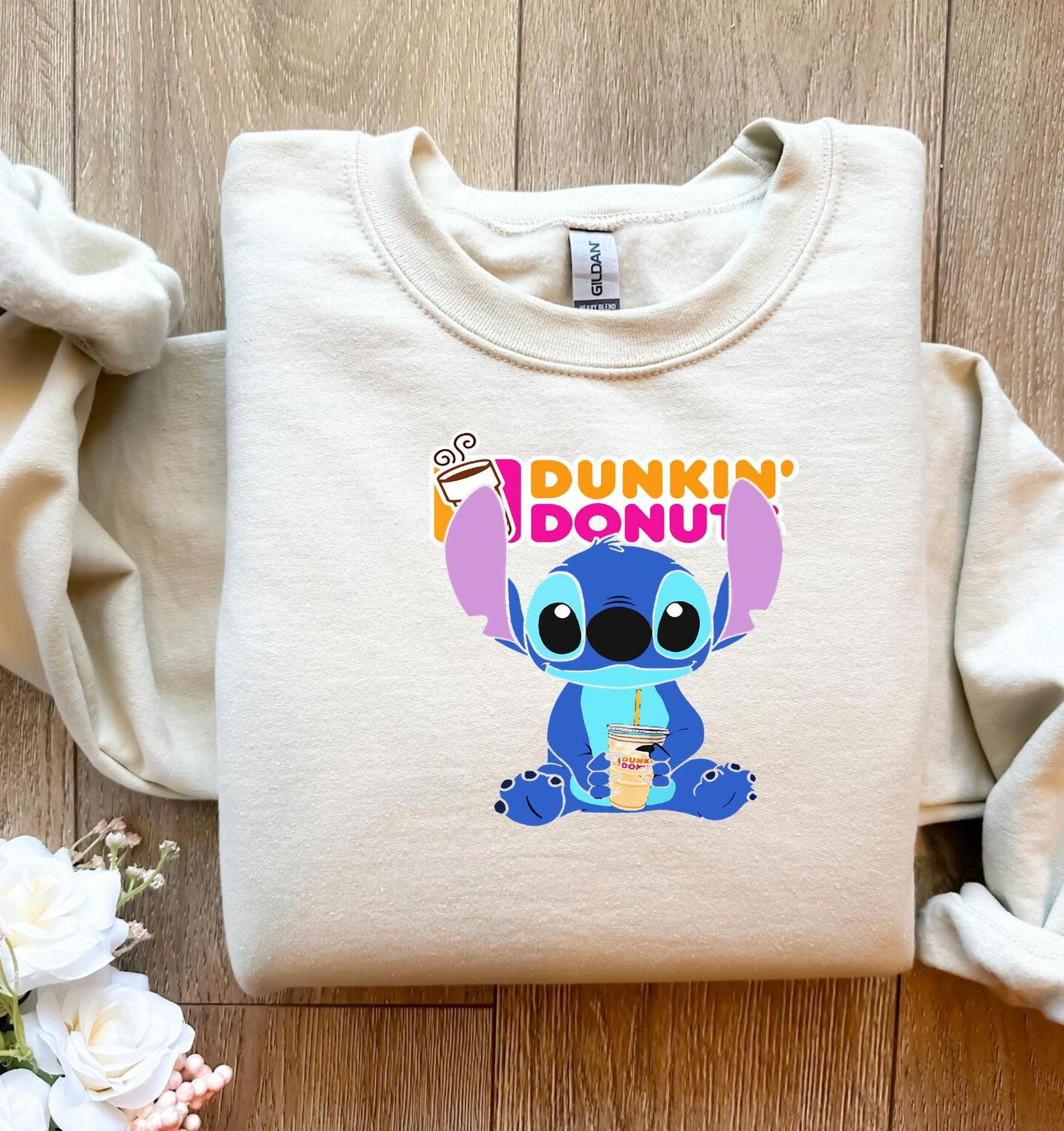 Stitch Love Dunkin Donuts Funny lilo and Stitch, Sweatshirt, ANANDHIS ...