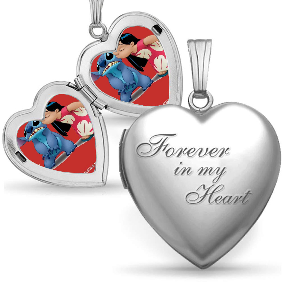 Stitch Love Locket Necklace, Can Hold Photos Polished Locket Necklace ...